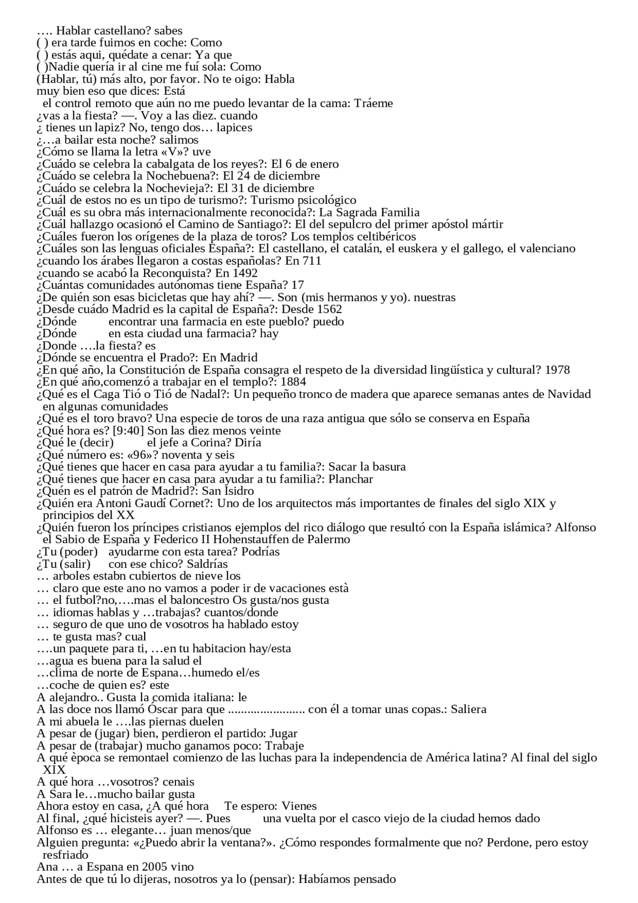 Lingua Spagnola Scienze Motorie L 22 Pegaso Docsity