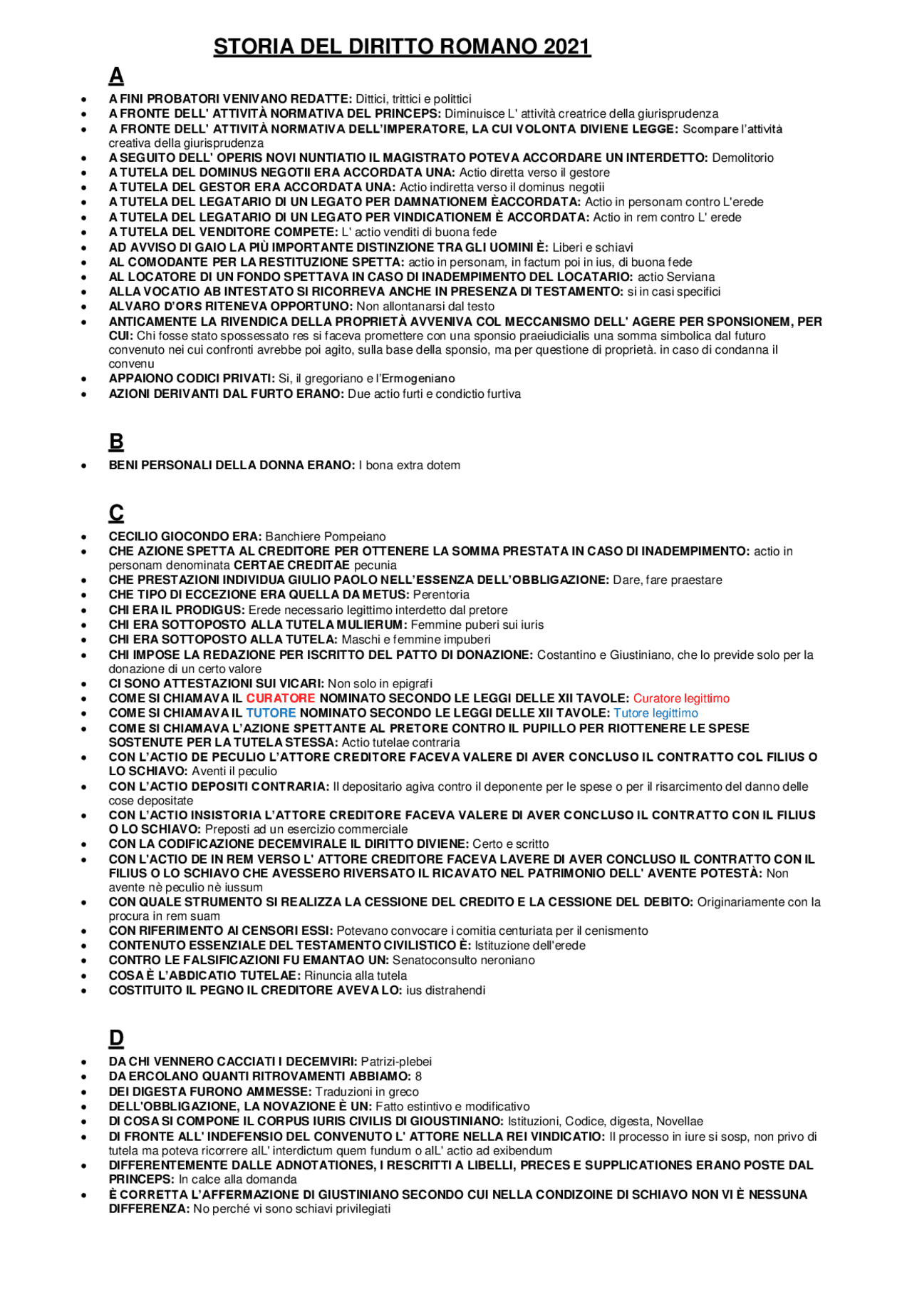 Test Esame Pegaso Istituzioni Di Diritto Romano Docsity