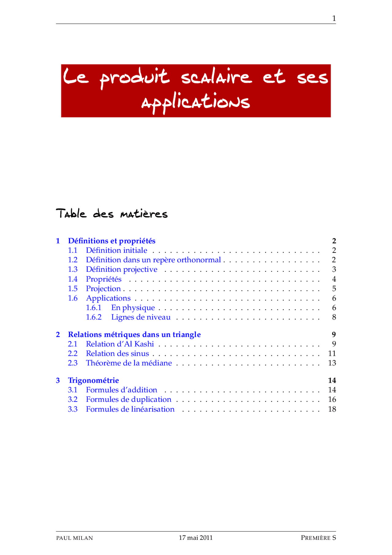 Le Produit Scalaire Et Ses Applications Docsity
