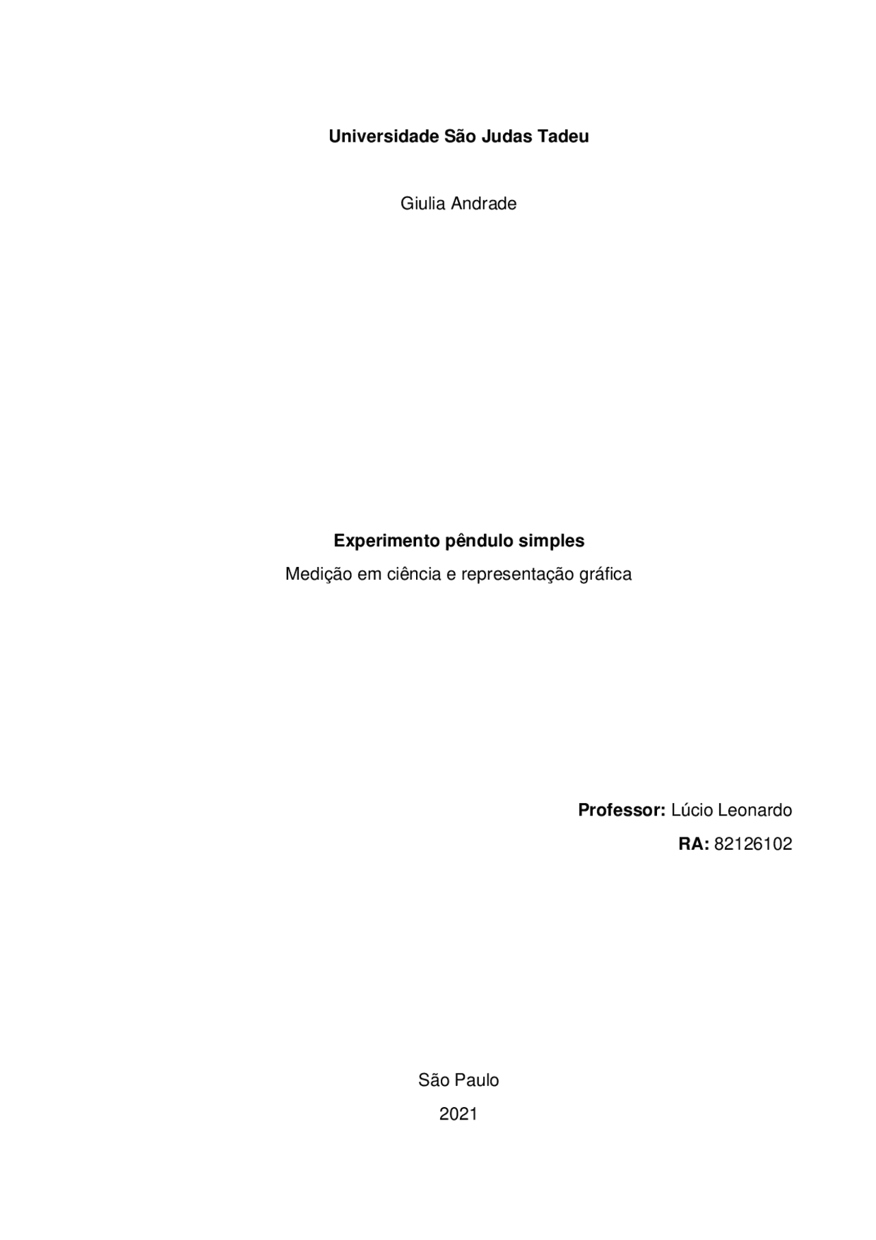 Relatório Pêndulo Simples - Docsity