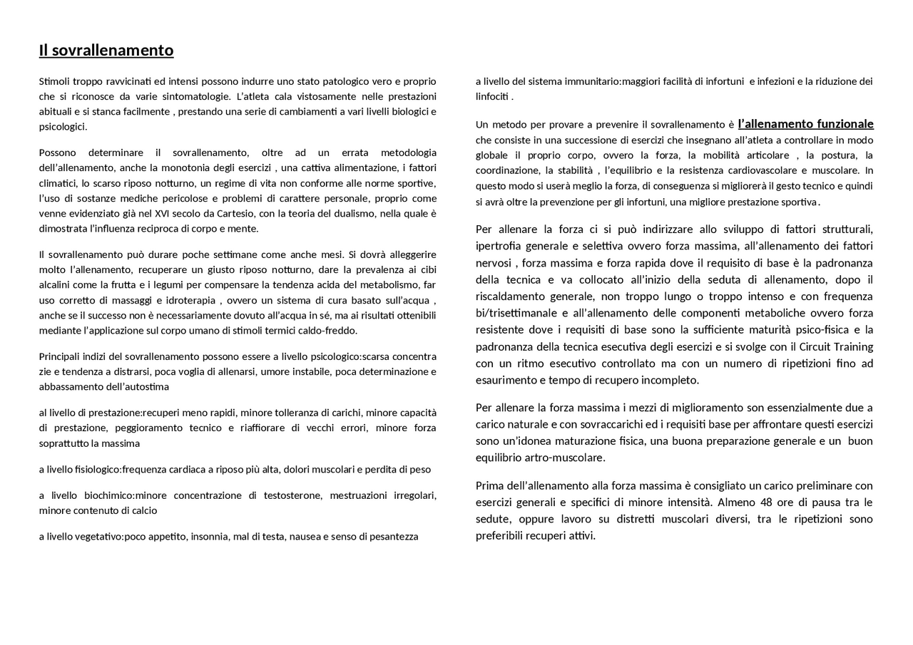 Il sovrallenamento e il dualismo - Docsity