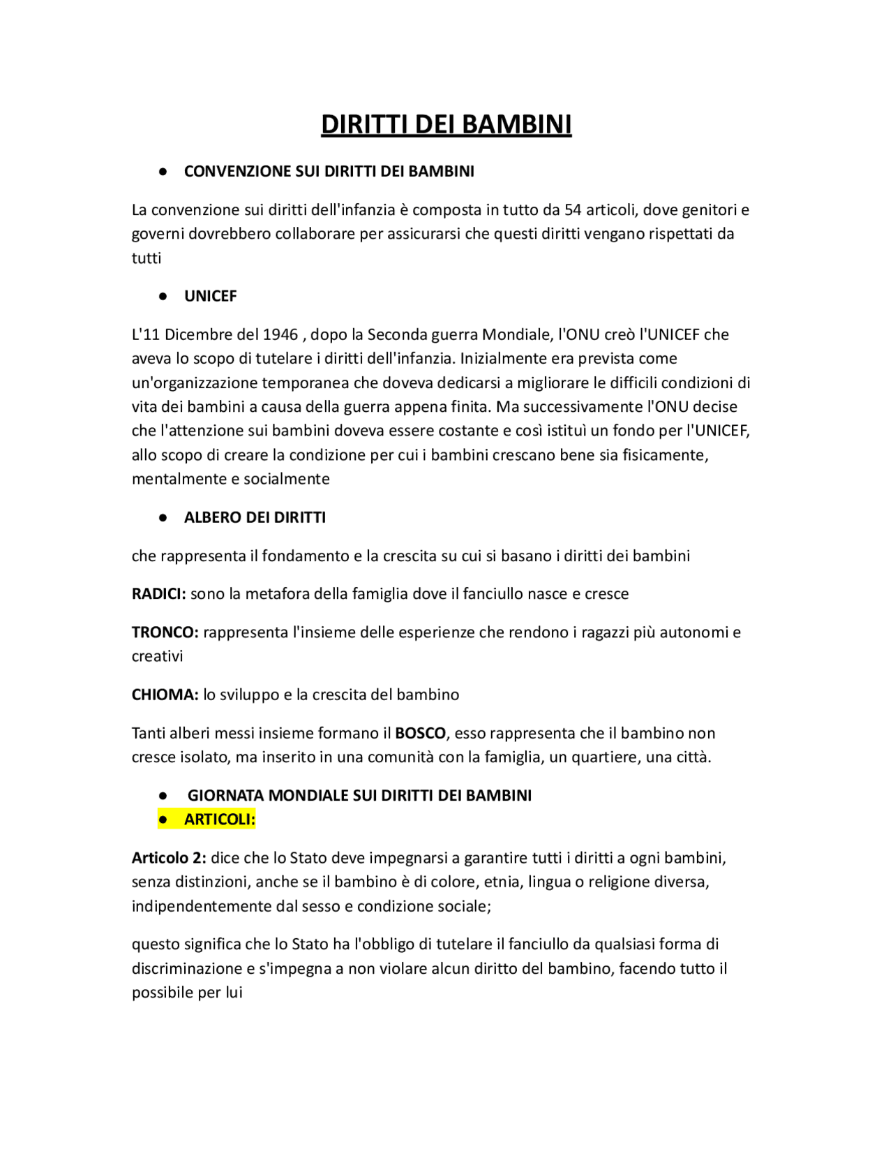 Diritti Sui Bambini Pdf Docsity