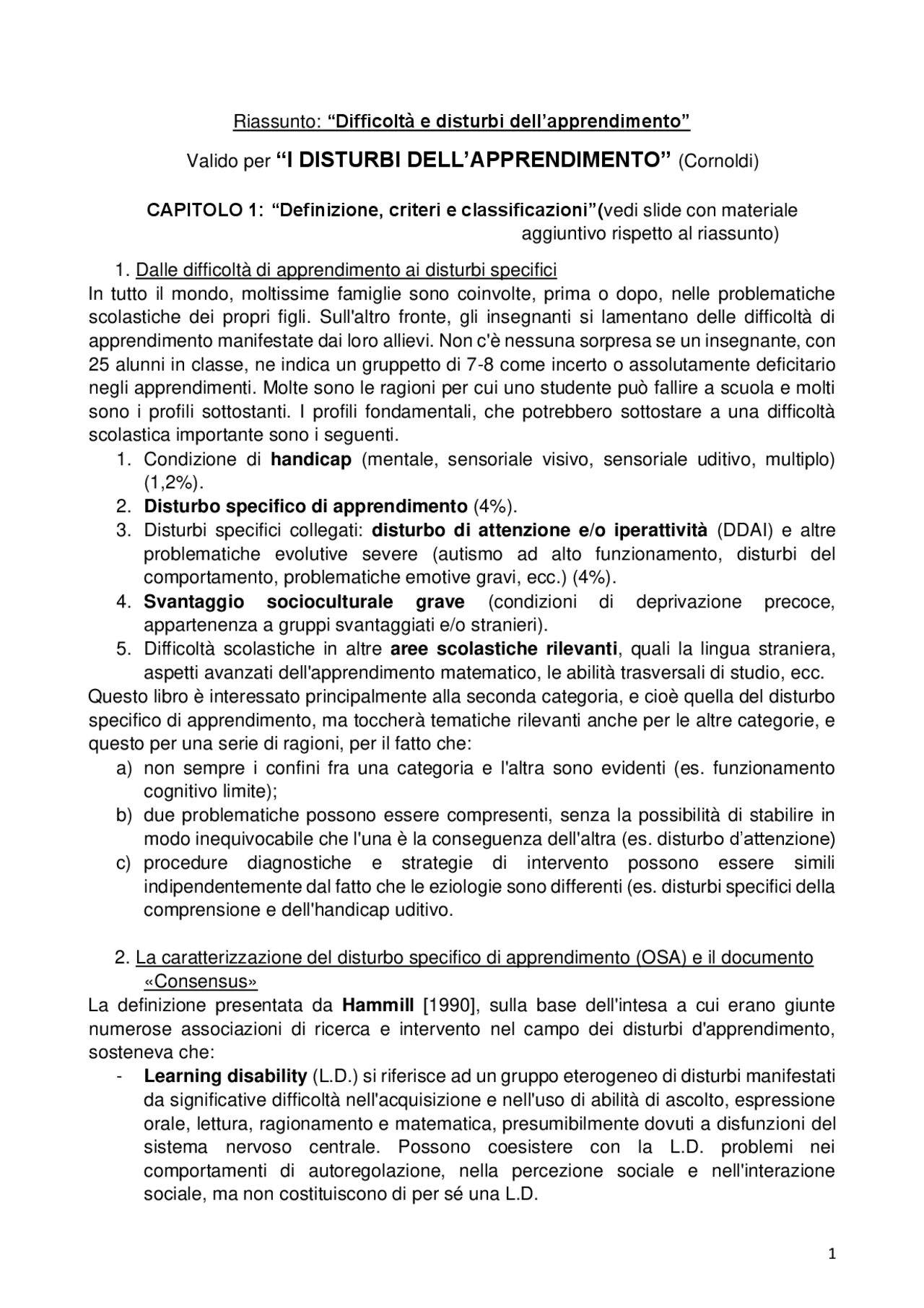 Difficoltà E Disturbi Dellapprendimento Docsity