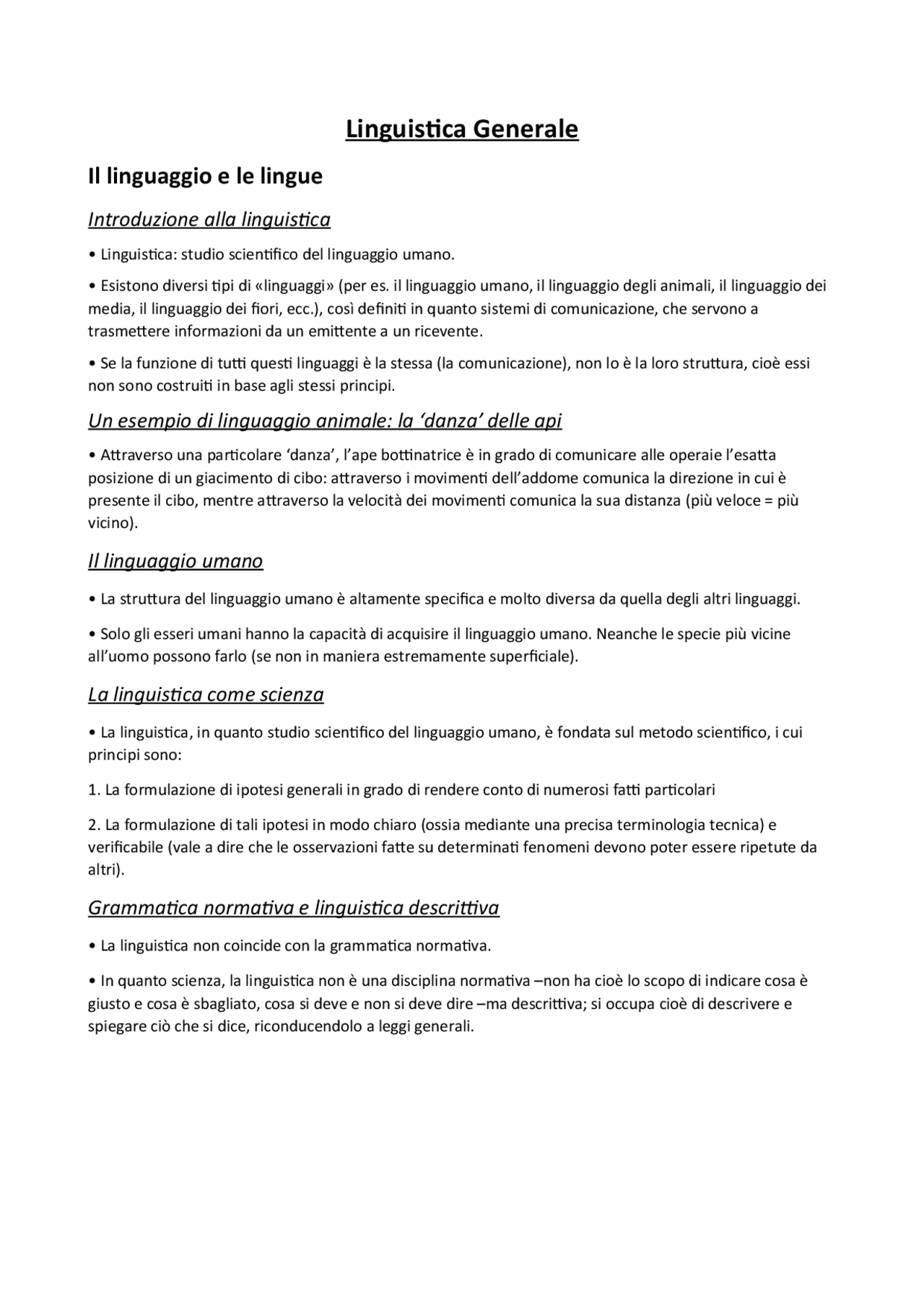 Appunti Riassuntivi Slide Linguistica Generale Docsity