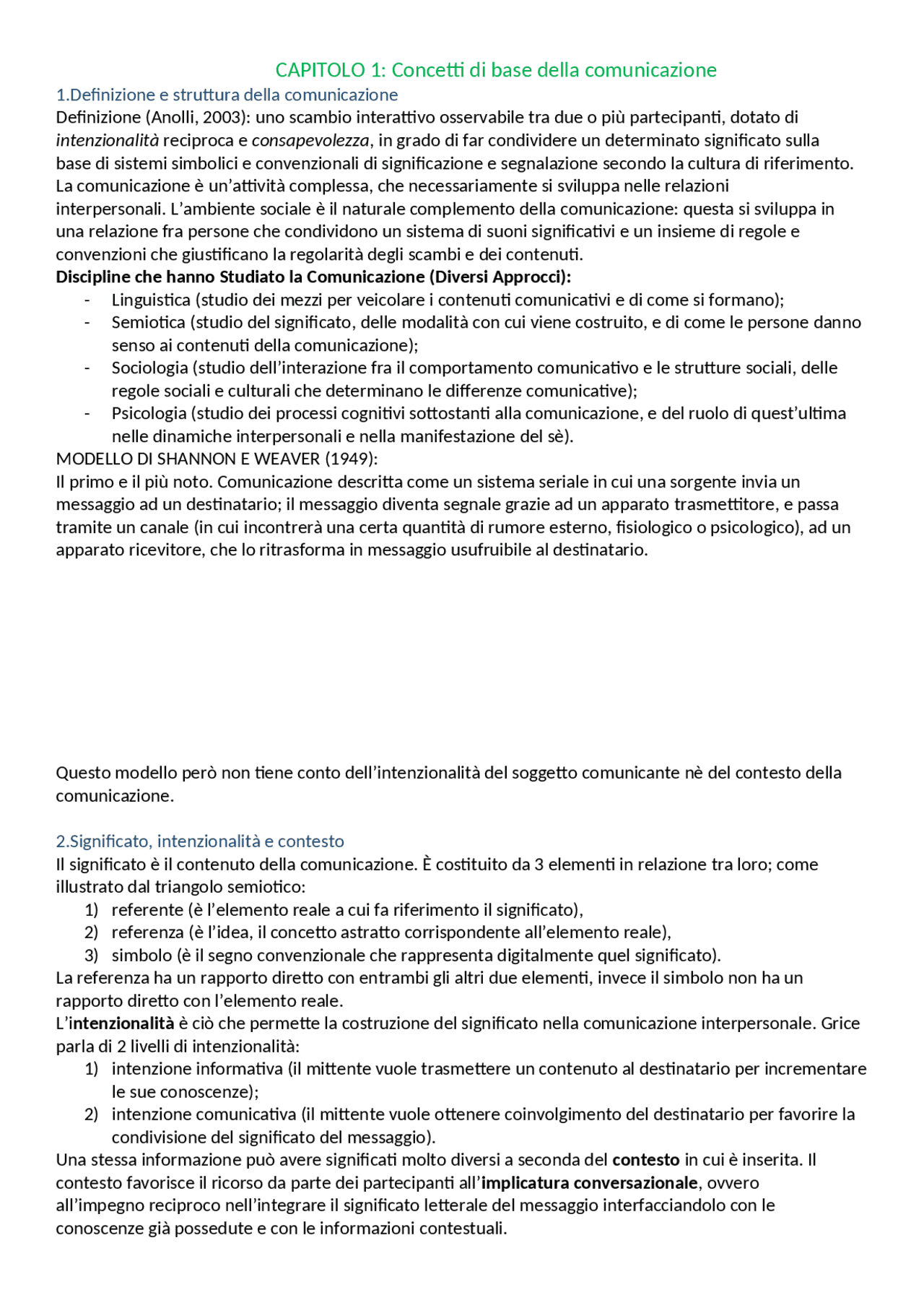 Riassunto Introduzione Alla Psicologia Della Comunicazione Docsity