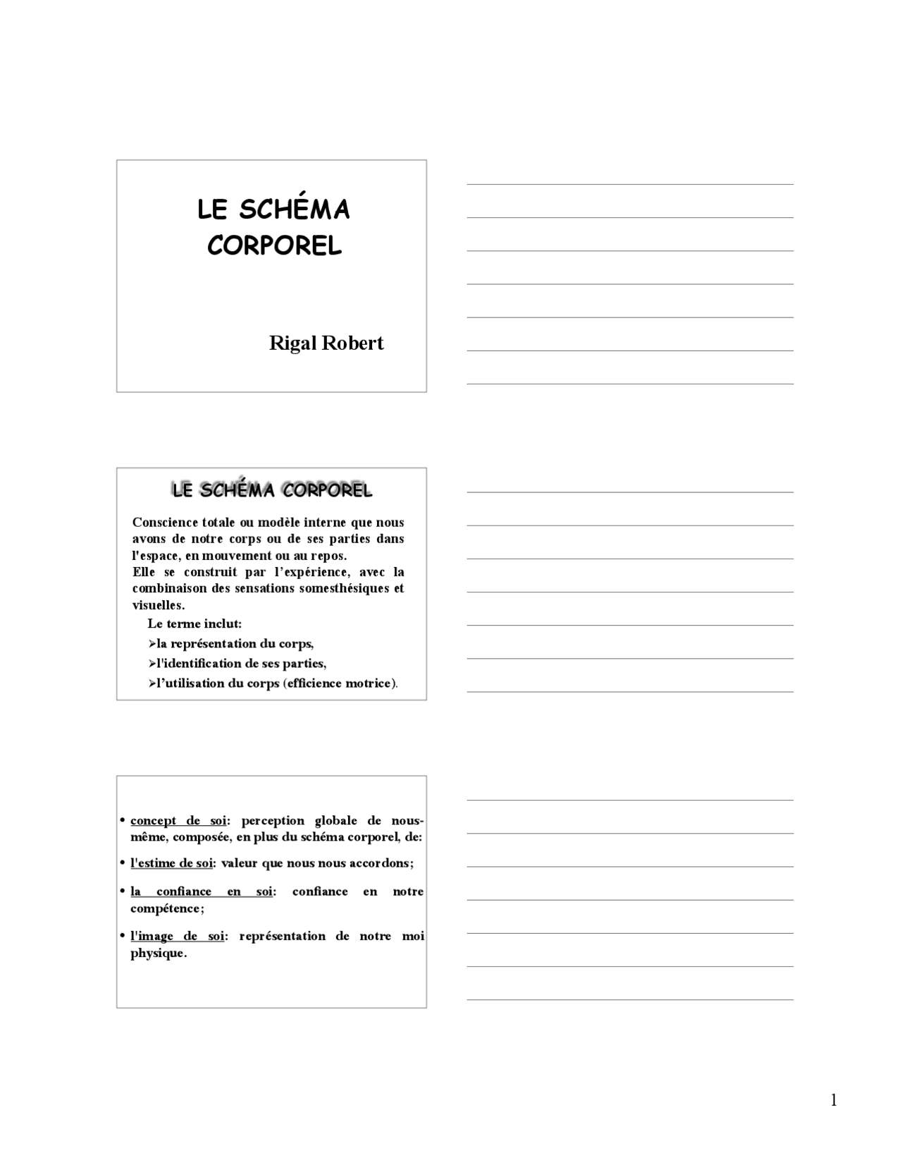 Le schéma corporel: terminlìologie et construction - Docsity