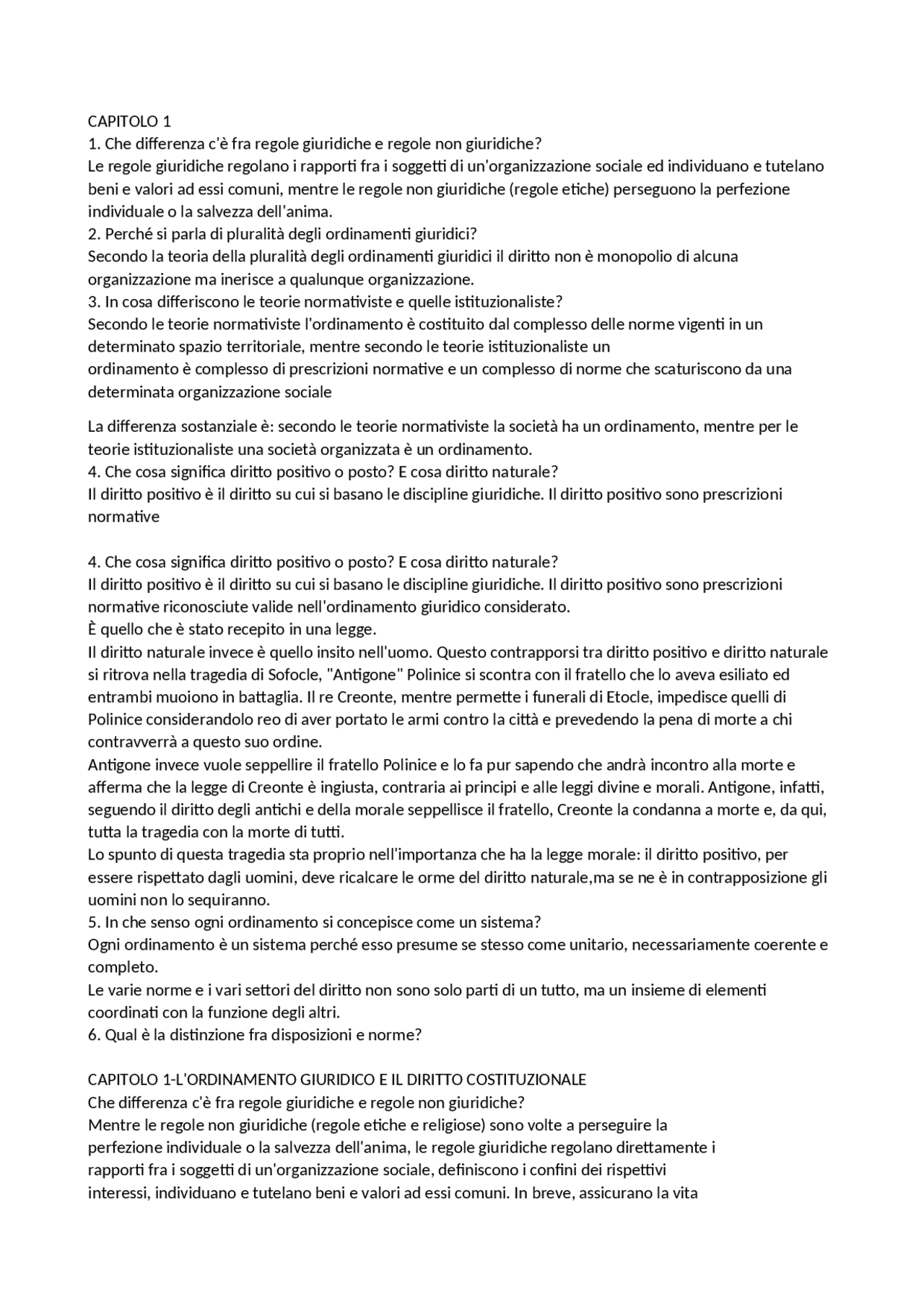 Diritto pubblico risposte fine capitolo - Docsity