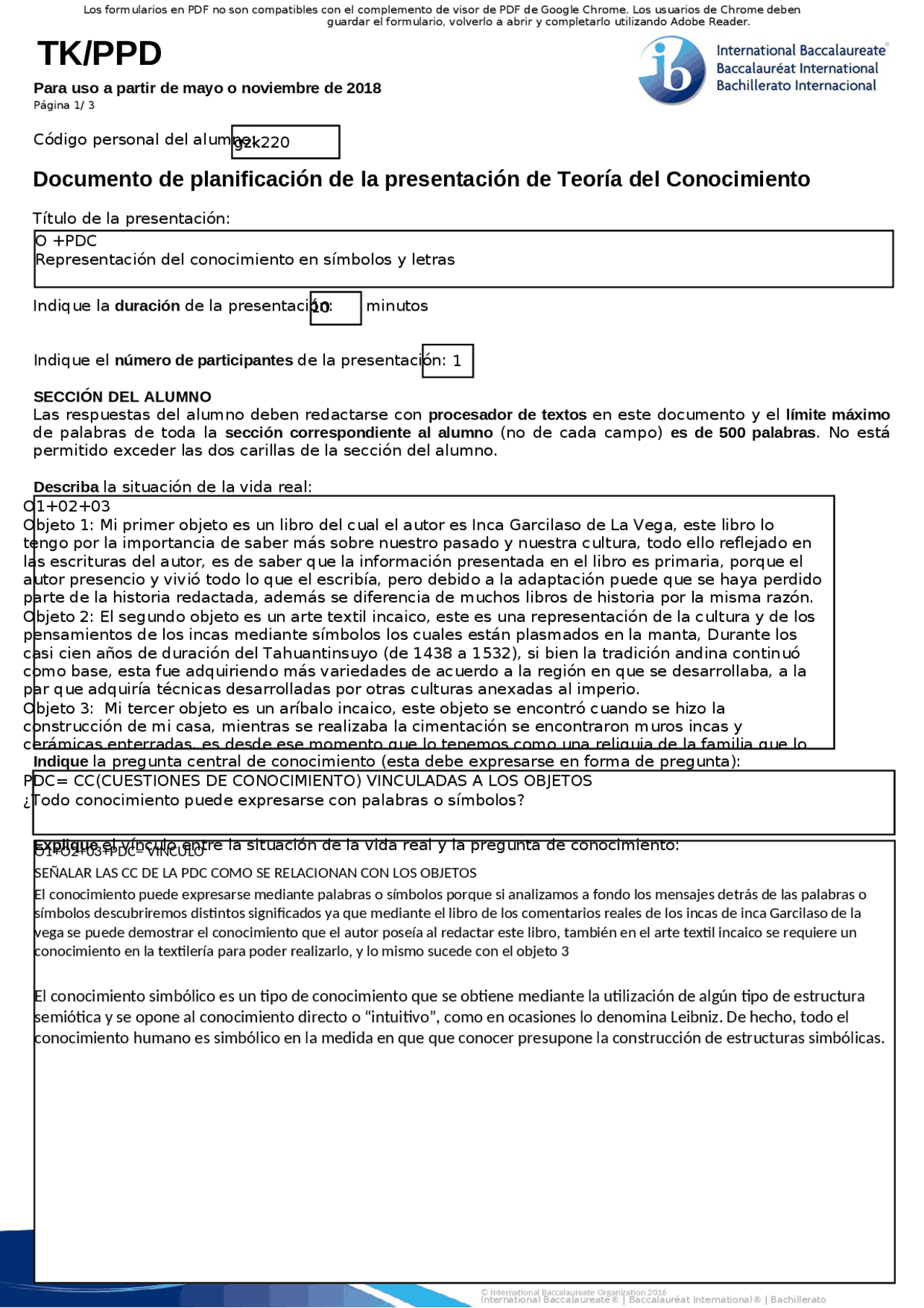 Formulario TKPPD TDC - Docsity