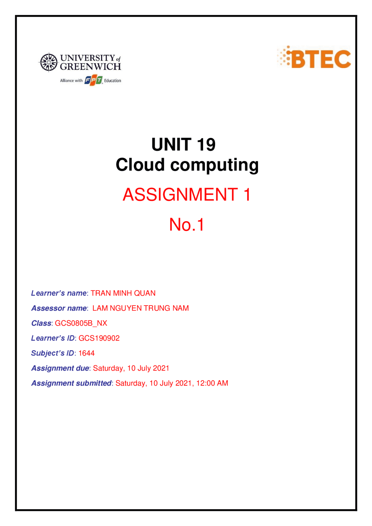 asm 1- cloud computing | Assignments Programming Languages | Docsity