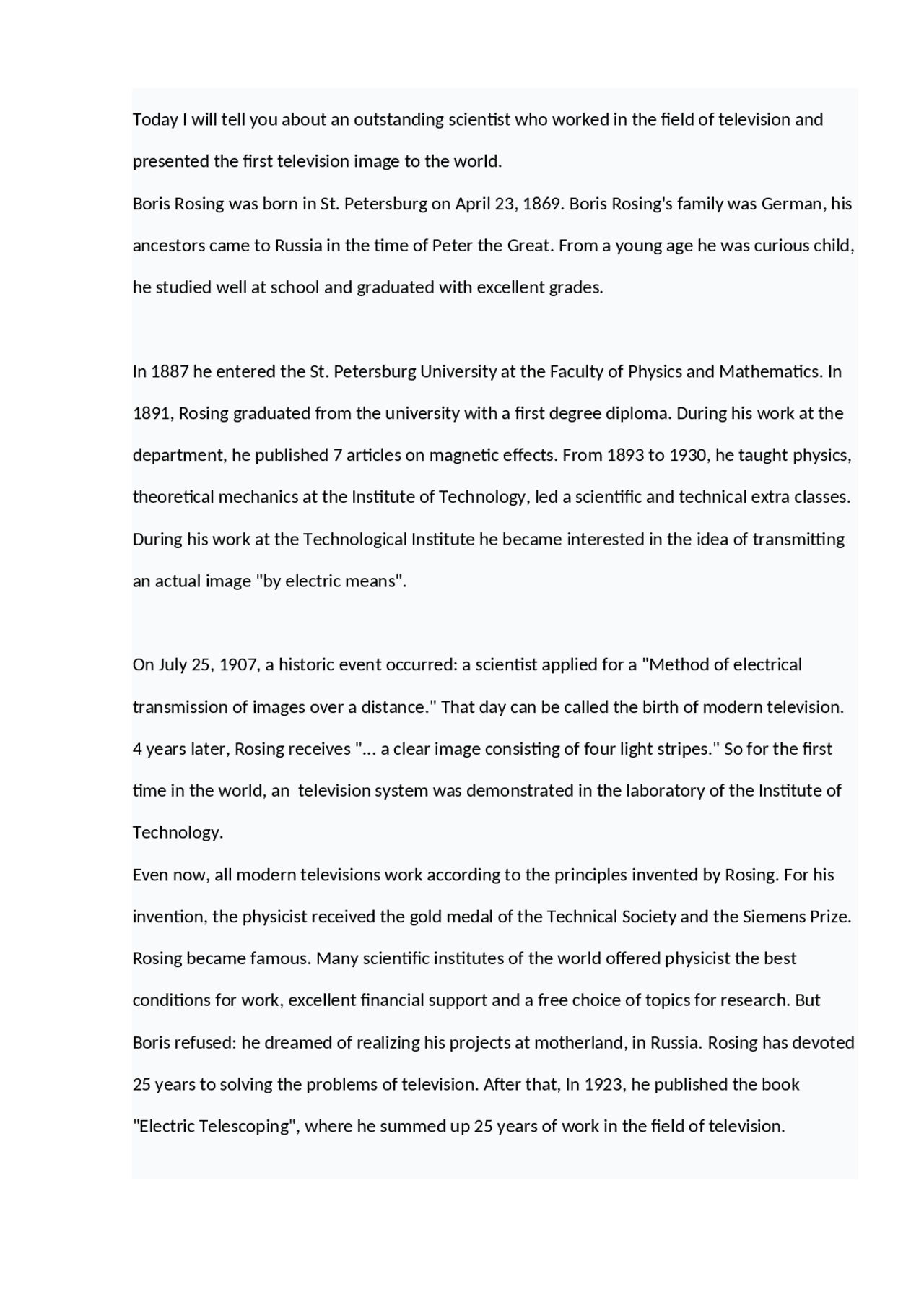 Rosing and his contribution to television | Prezentacje Historia Europy ...