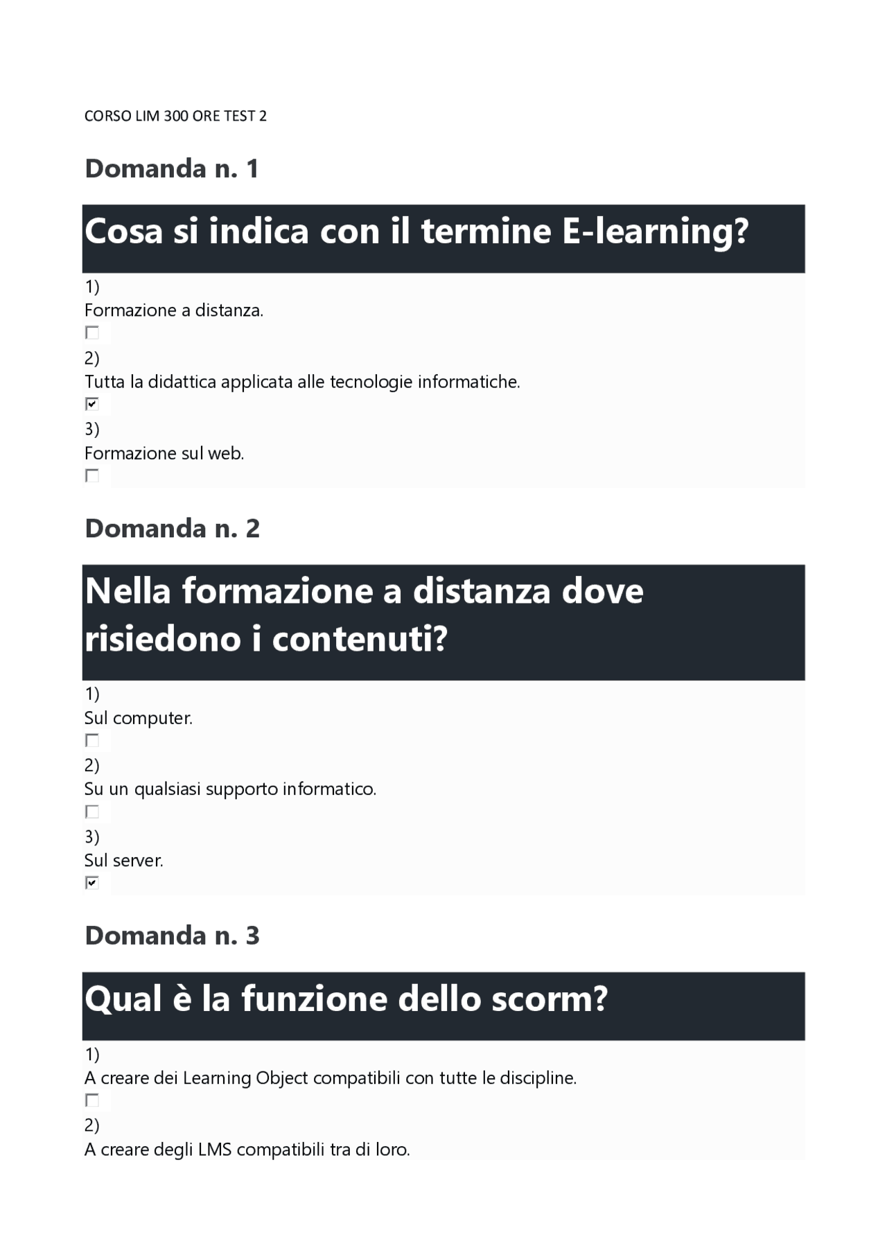 Domande E Le Relative Risposte Del Corso Lim Test 2 Docsity