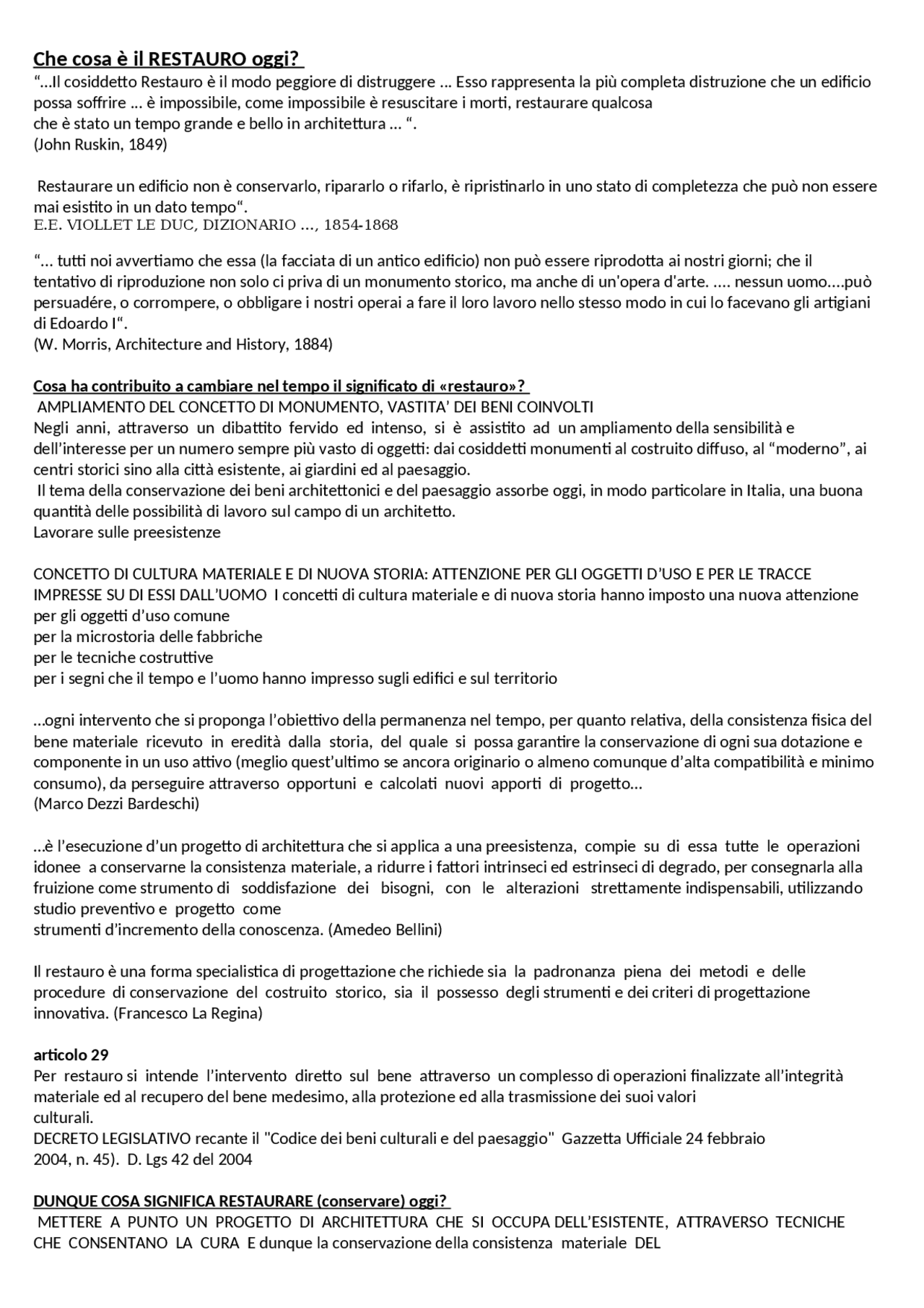 Concetto Di Restauro Docsity