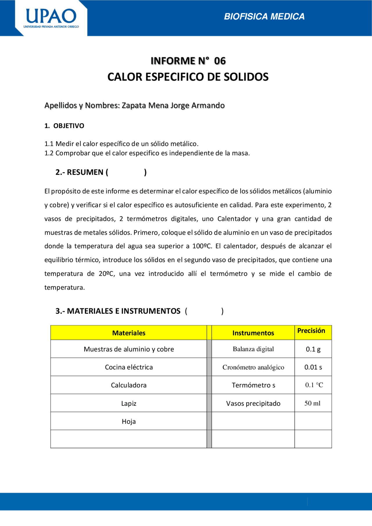 Informe N°5 Biofisica Docsity