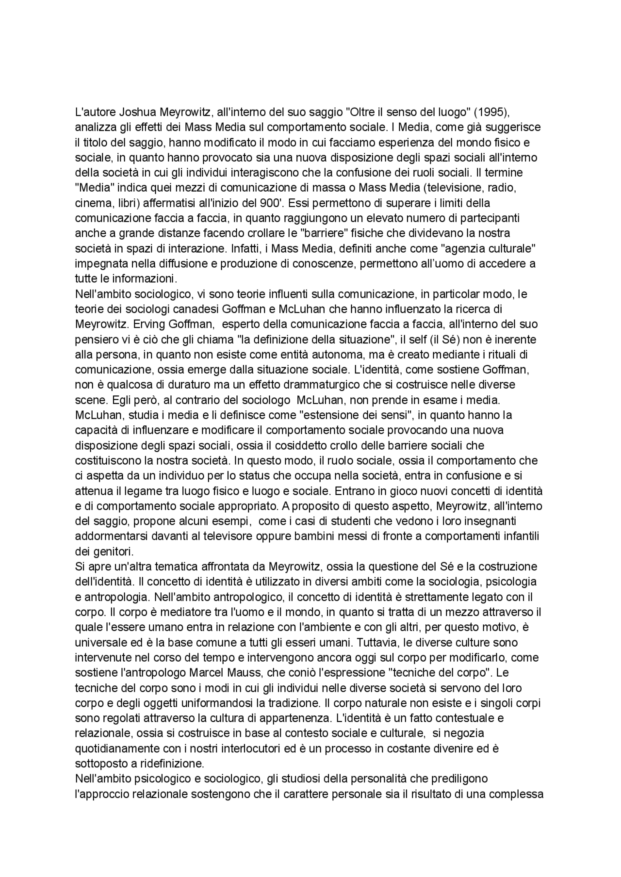 Tema Sulla Comunicazione E Mass Media Docsity