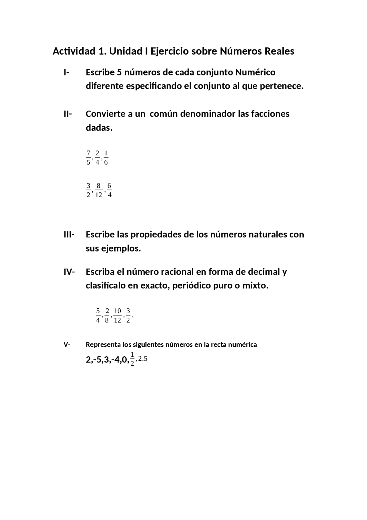 1 sobre Números Reale. Unidad I Ejercicio s - Docsity