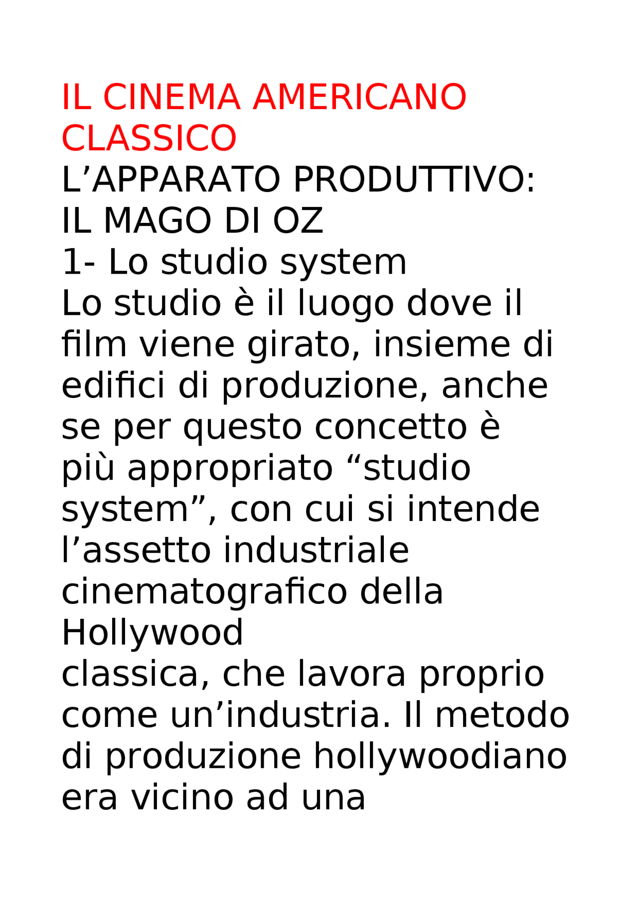 Cinema Americano Classico Docsity