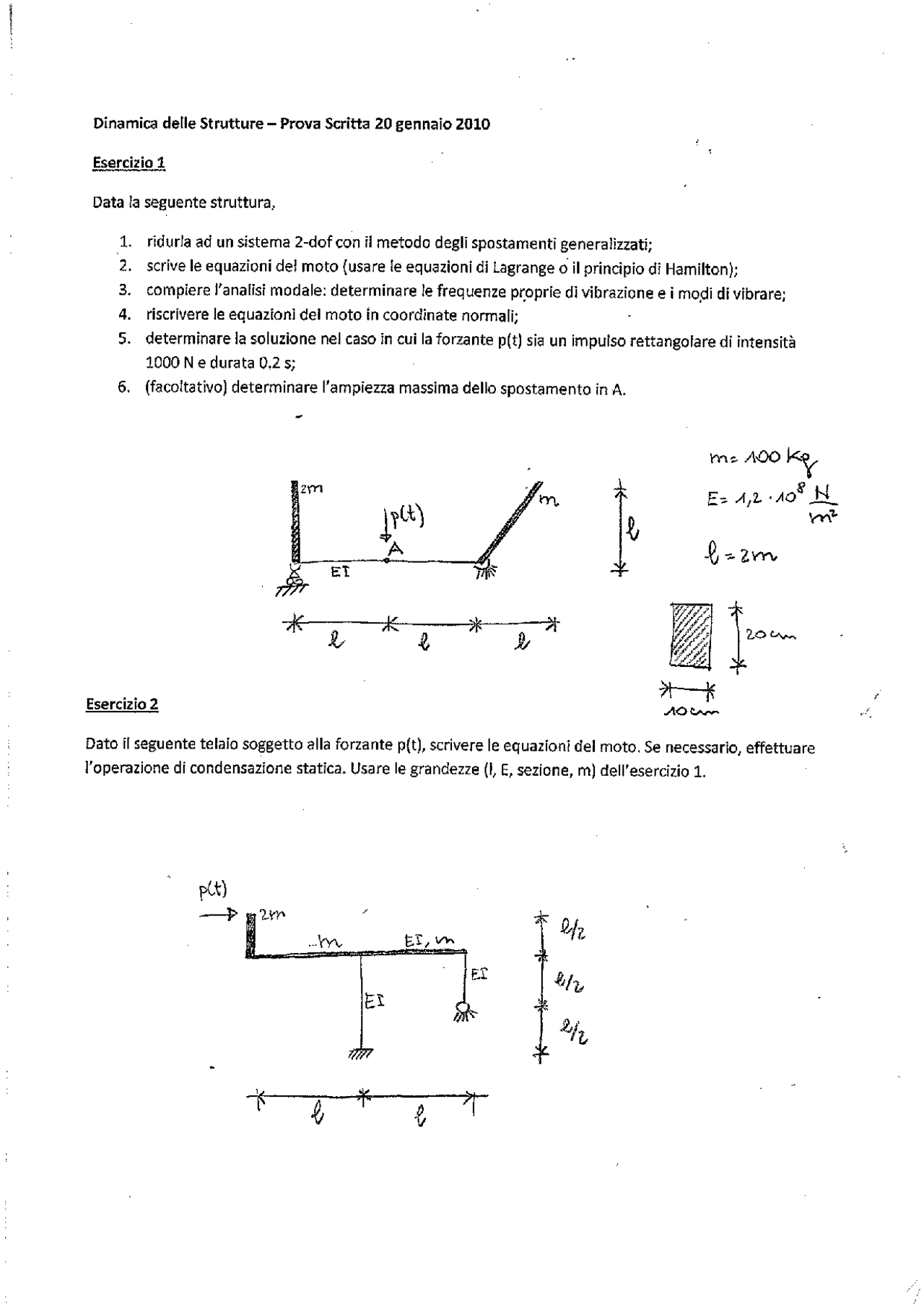 Prove Esame Dinamica Docsity