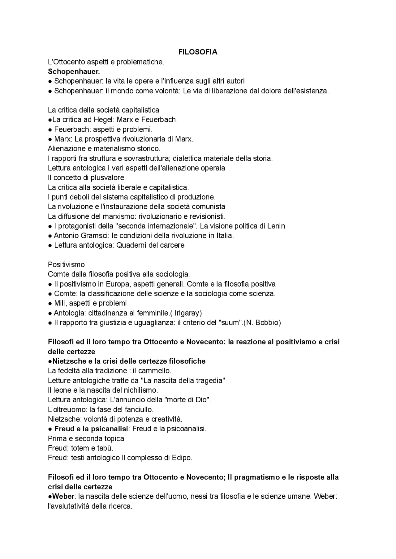 Programma Di Filosofia Scienze Umane E Tedesco Quinta Superiore Docsity