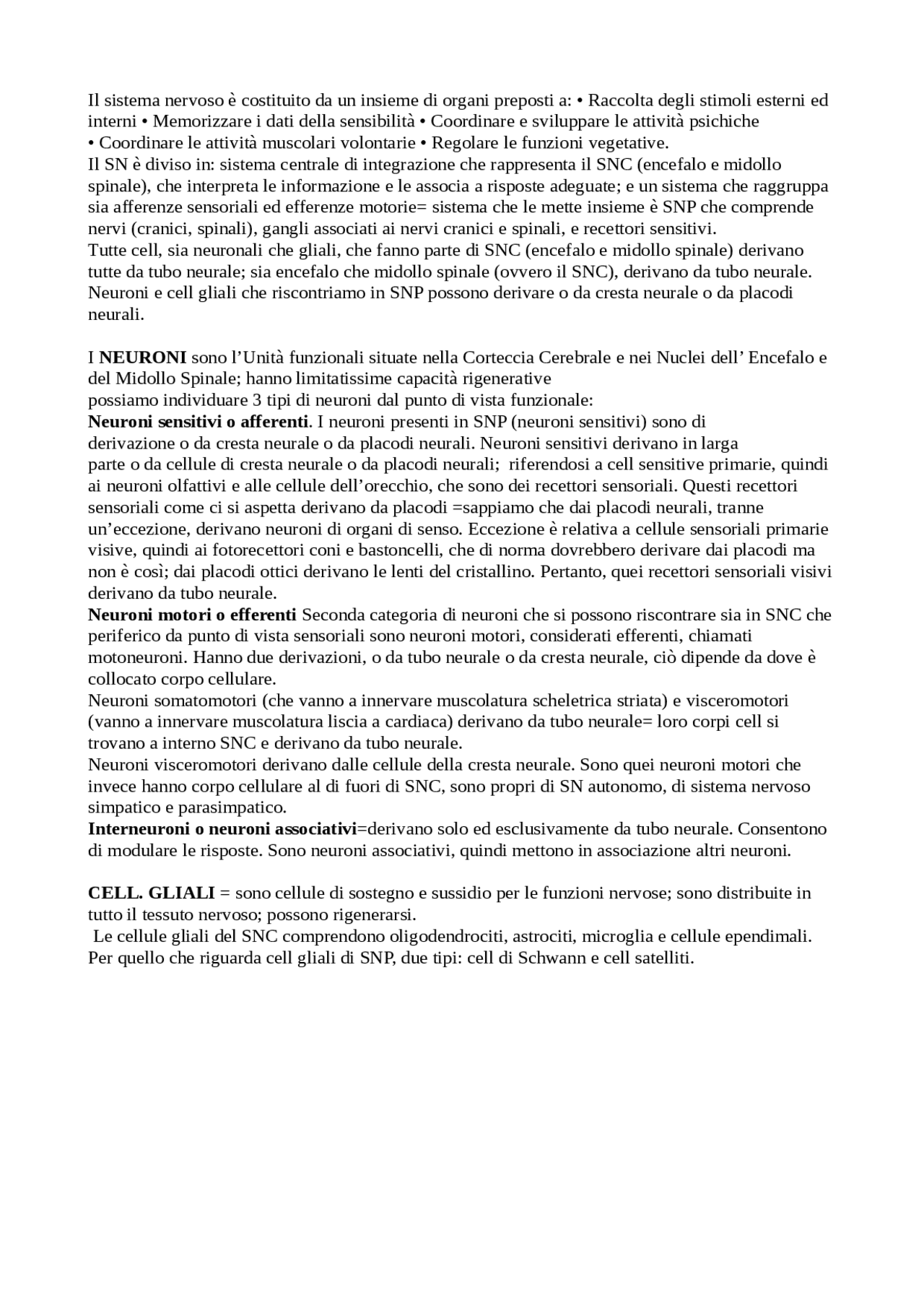 Sistema Nervoso Anatomia Comparata Docsity