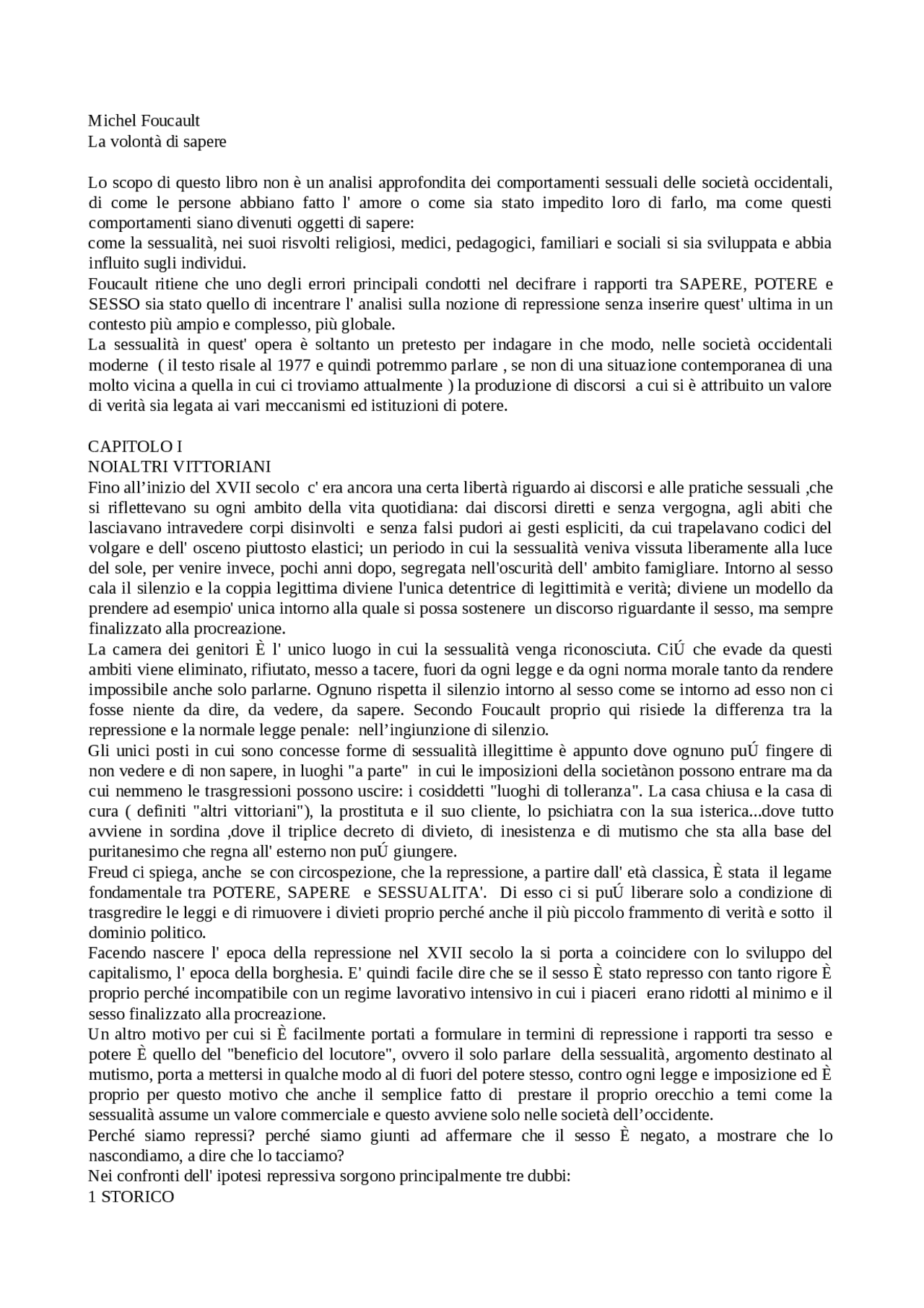 Riassunto La Volonta Di Sapere Barthes Docsity