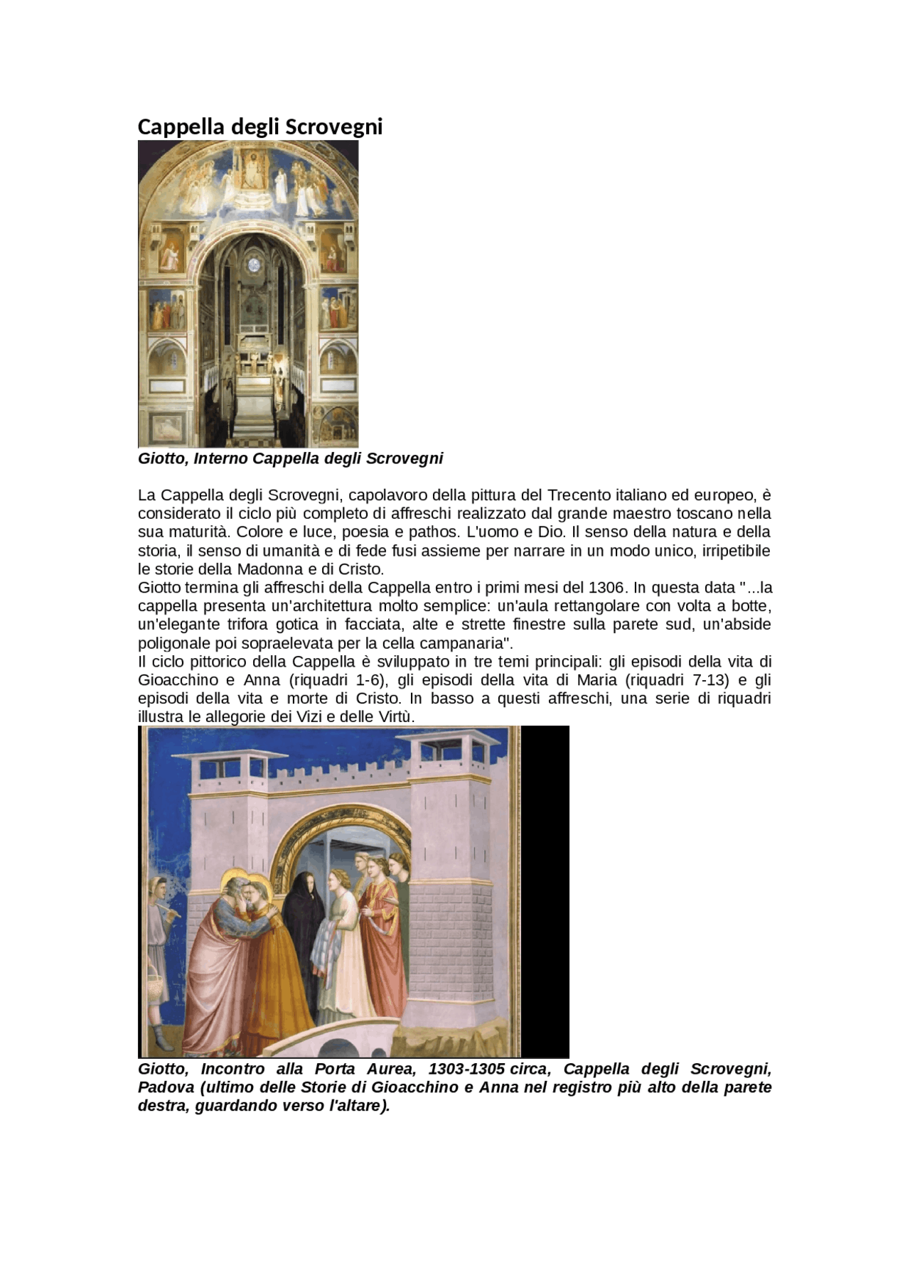 Arte del Trecento (Giotto, Martini ecc.) - Docsity