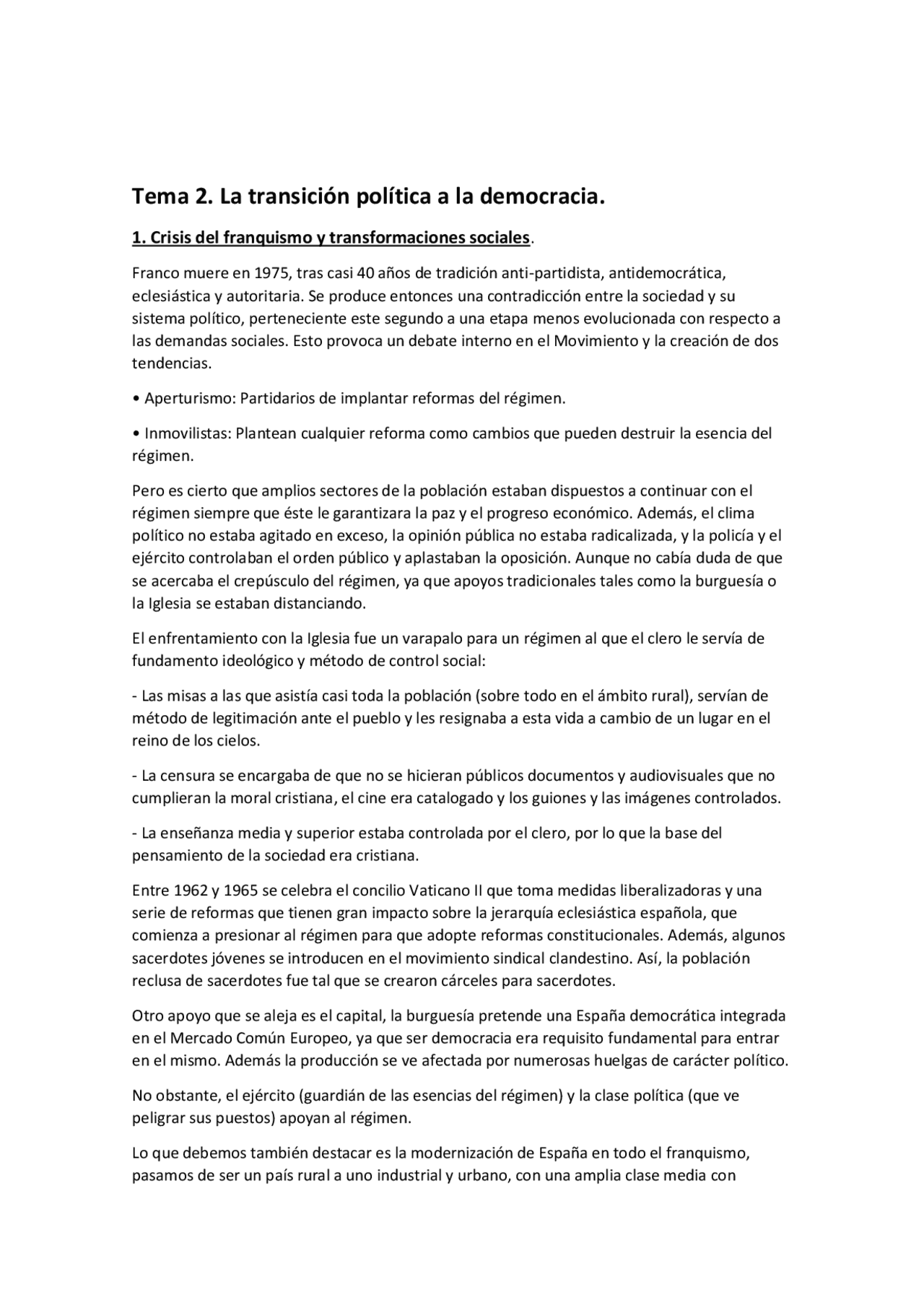 Transicion democracia representativa - Docsity