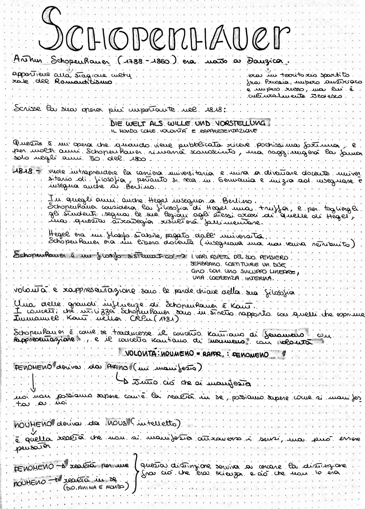 Arthur Schopenhauer (1788 - 1860) - Docsity