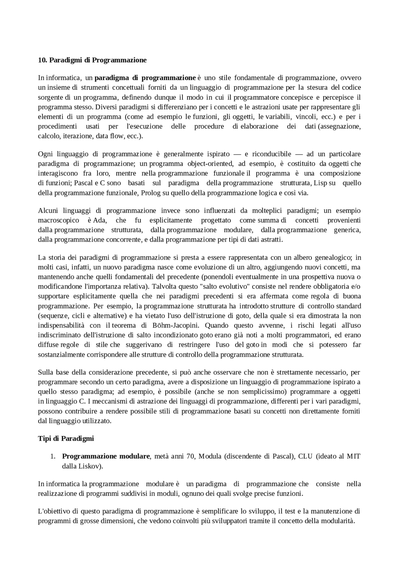 10. Paradigmi di Programmazione - Docsity