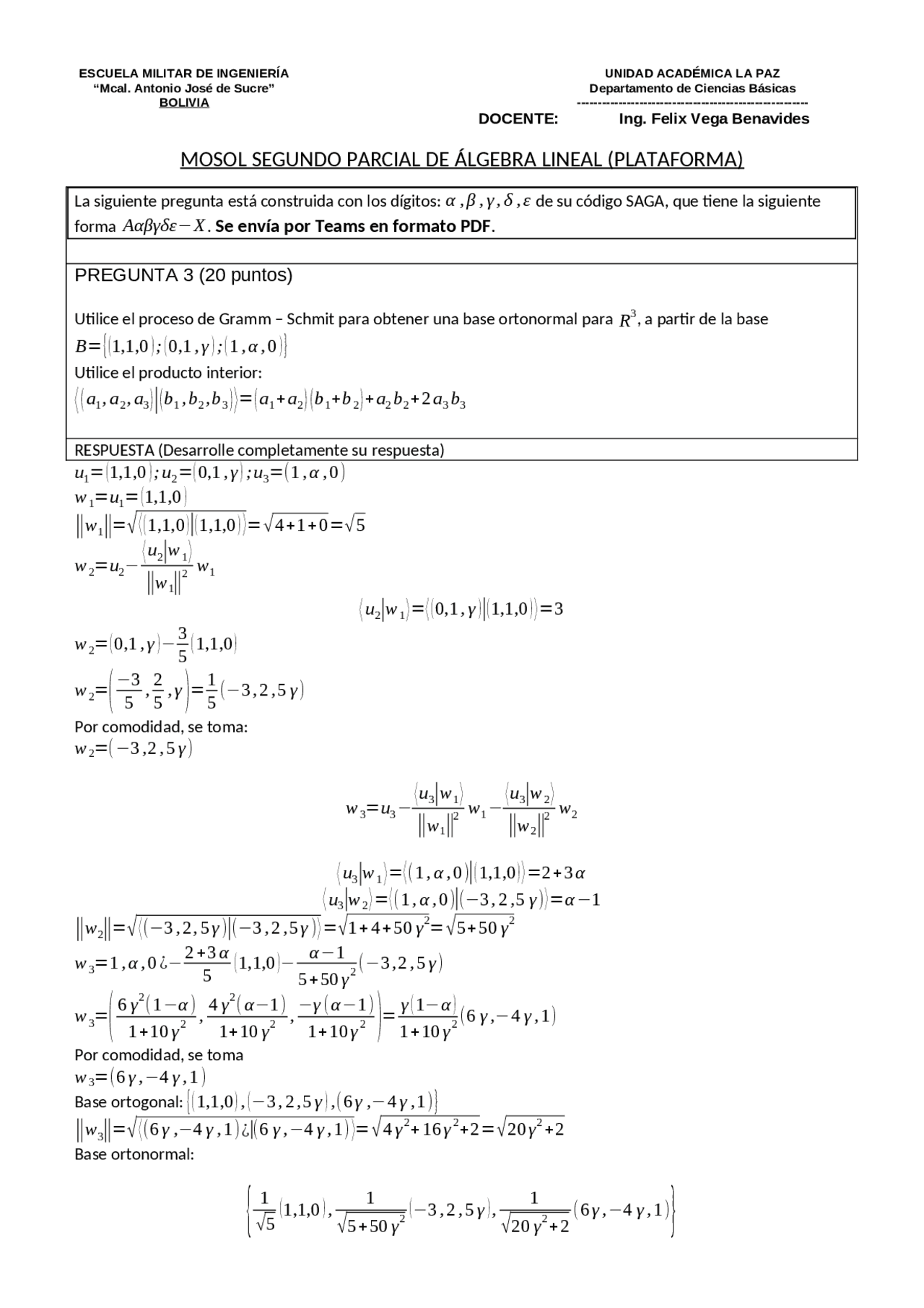 Segundo Examen Parcial De álgebra Lineal Docsity