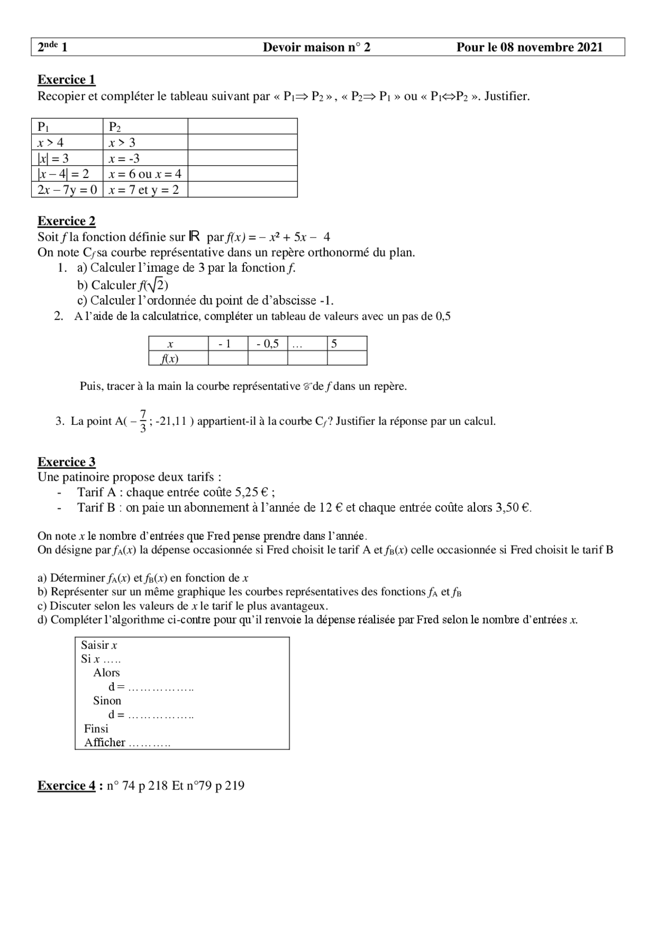 Devoir Maison Maths Seconde Algorithme | Ventana Blog