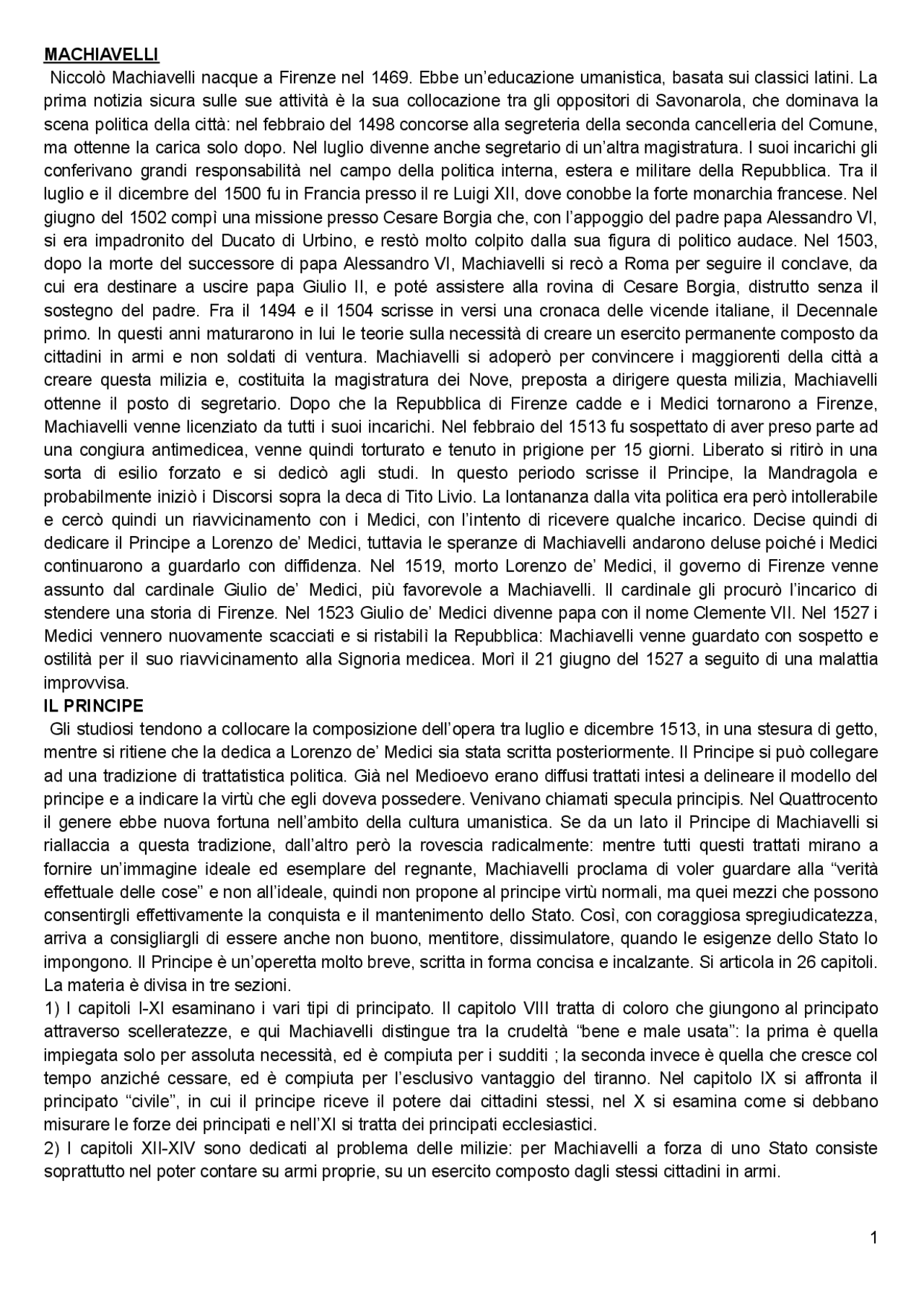 Macchiavelli E Guicciardini Vita E Opere Docsity