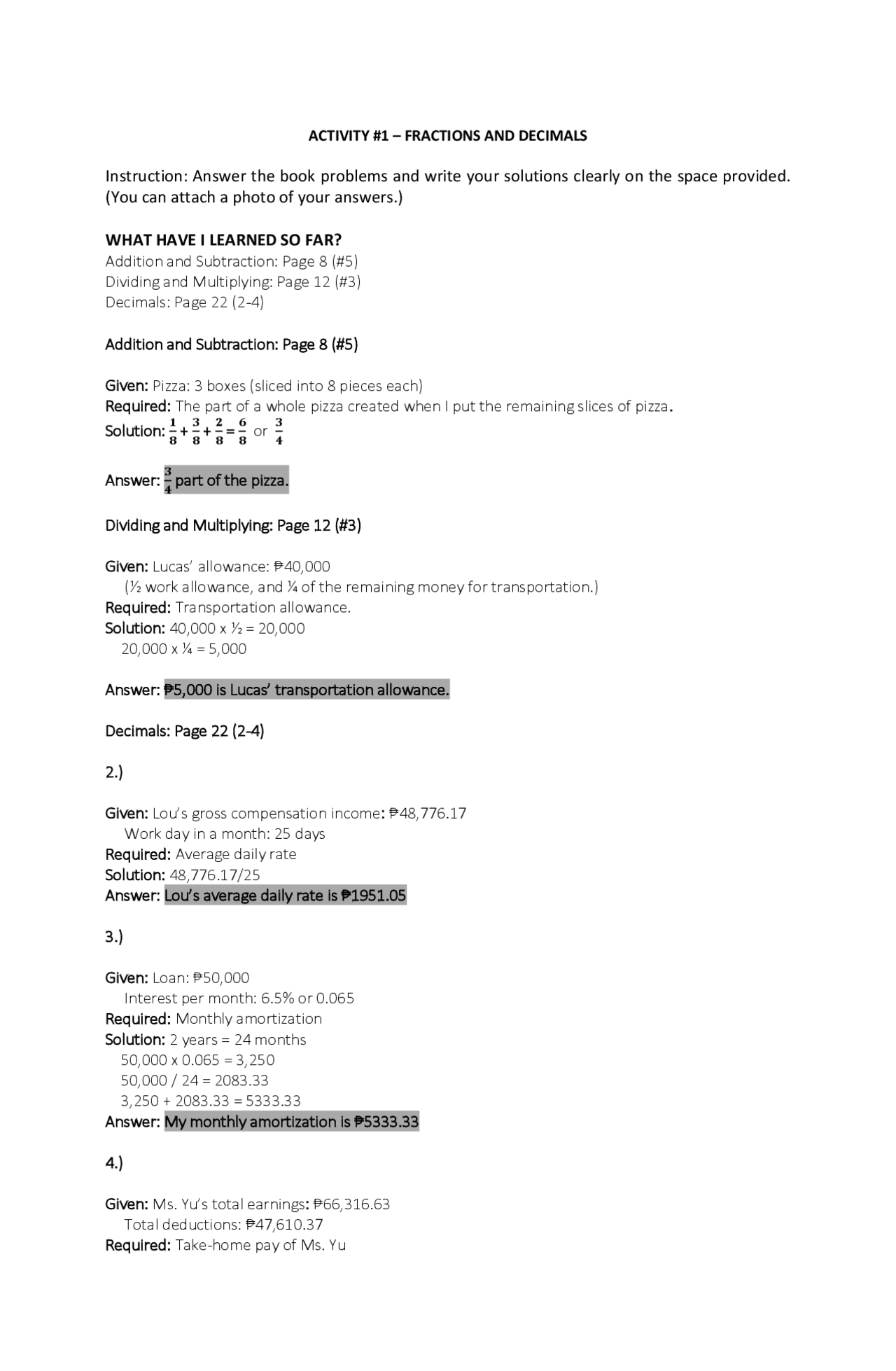 Mathematics and it's about calculations for Accountancy student - Docsity