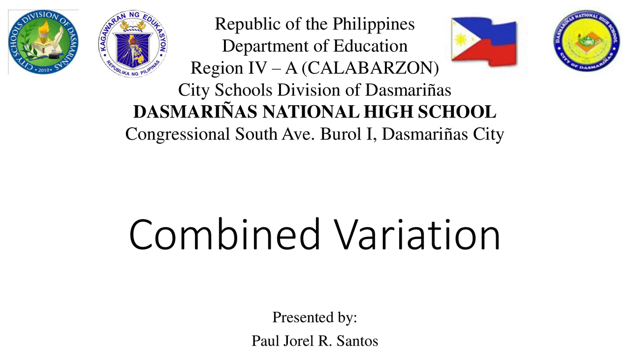 Combined Variation Review Docsity