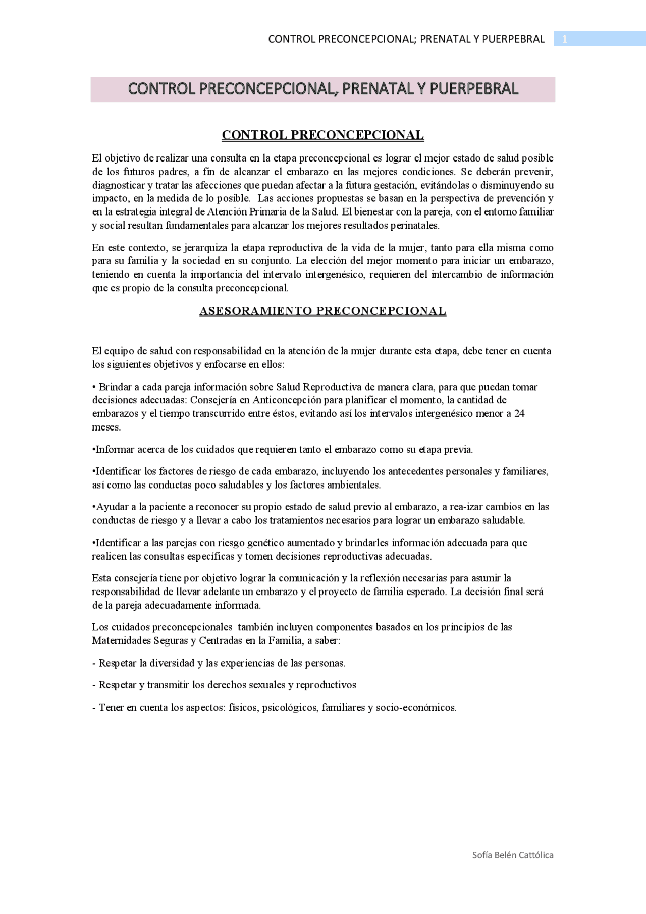 Control Prenatal Y Preconcepcional Resúmenes De Obstetricia Docsity