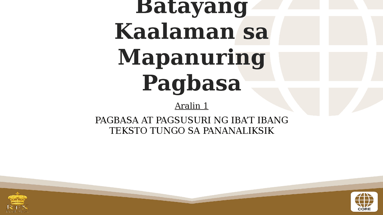 Batayang kaalaman sa mapanuring pagbasa | Lecture notes Sign Language ...