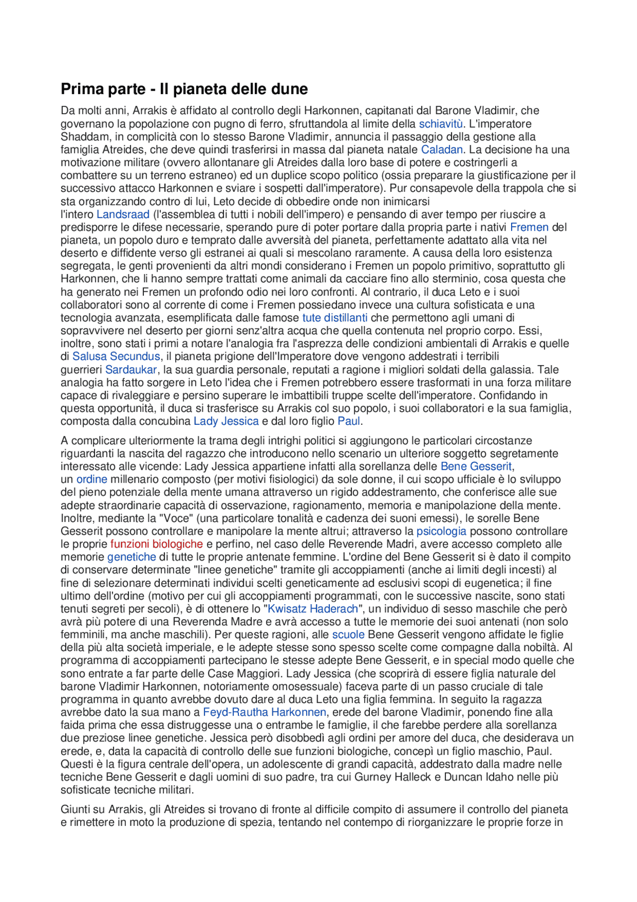 Riassunto Di Dune Scuola Superiore Docsity