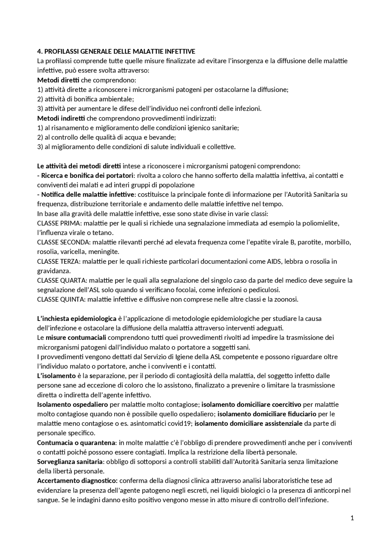 Profilassi Generale Delle Malattie Infettive Docsity