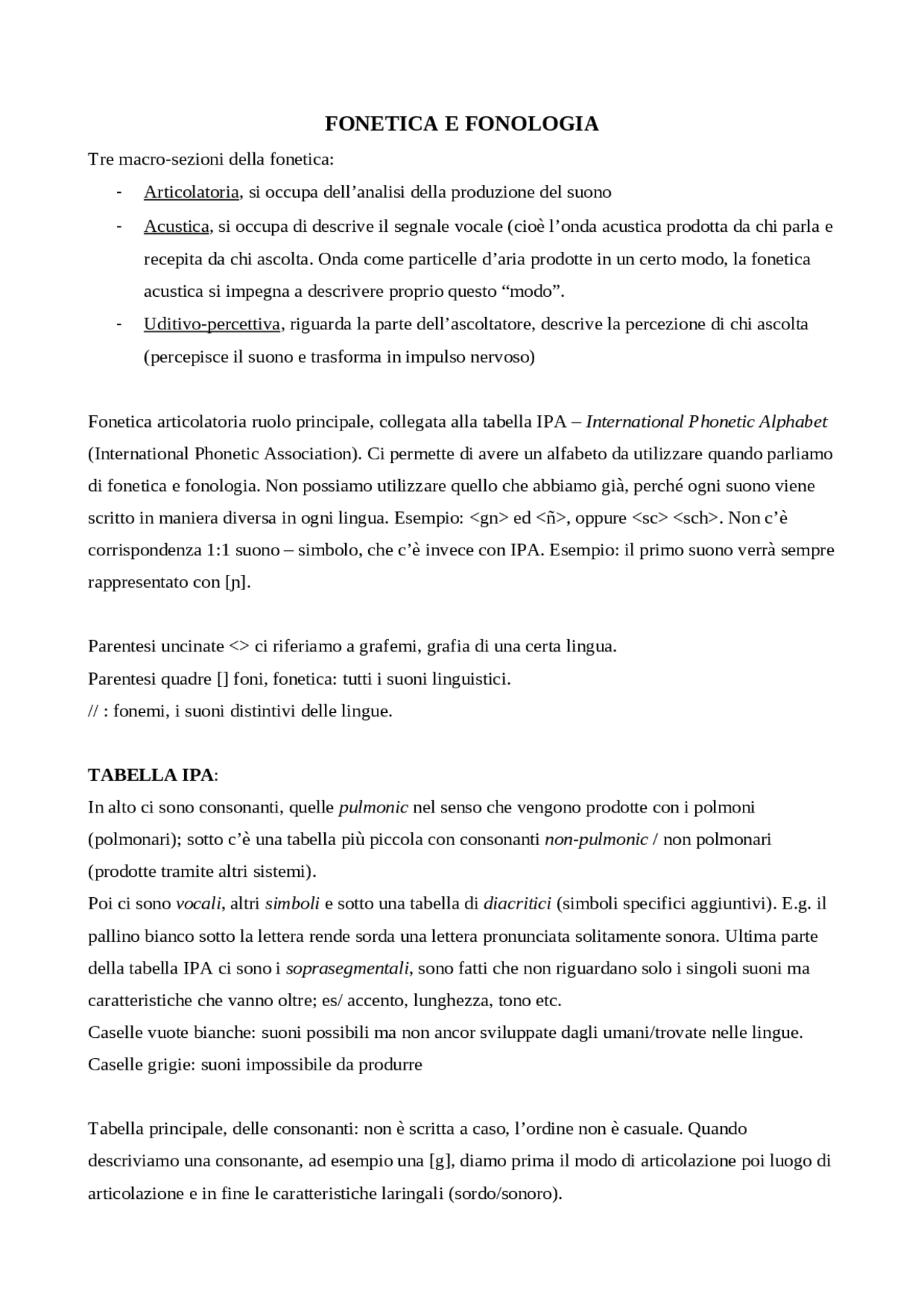 Appunti Foneticaandfonologia Docsity