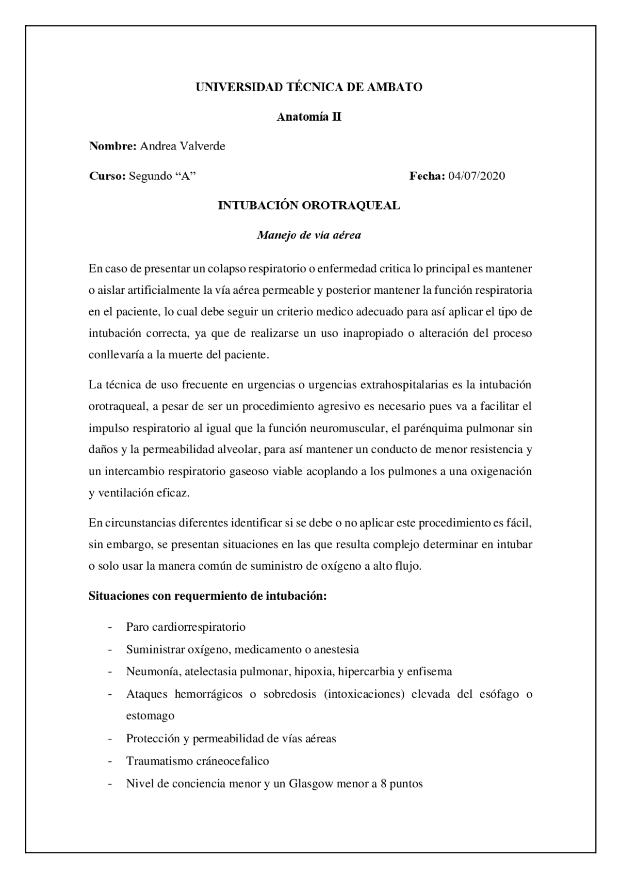 Intubacion Orotraqueal Docsity