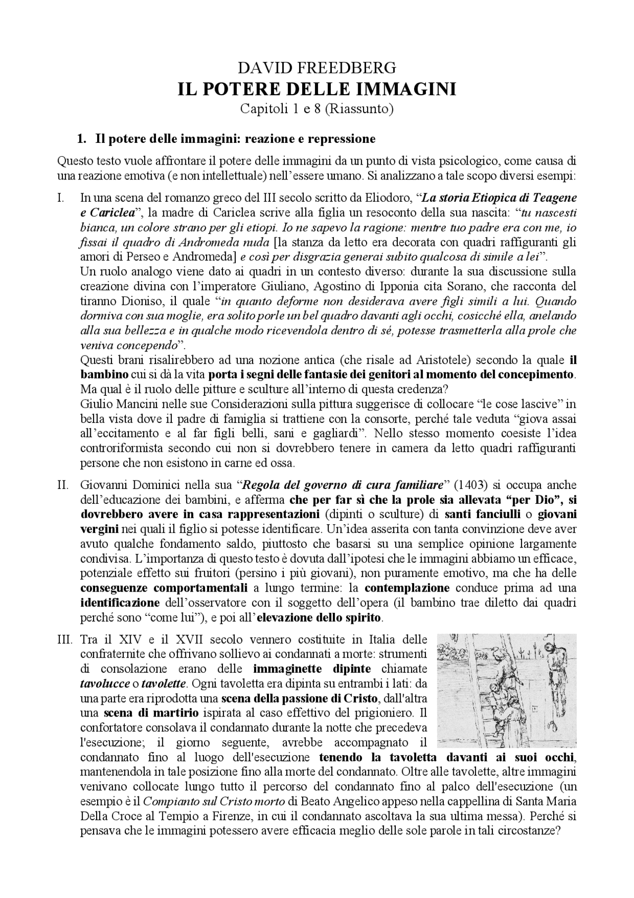 David Freedberg, Il potere delle immagini (sintesi capitoli 1 e 8 ...