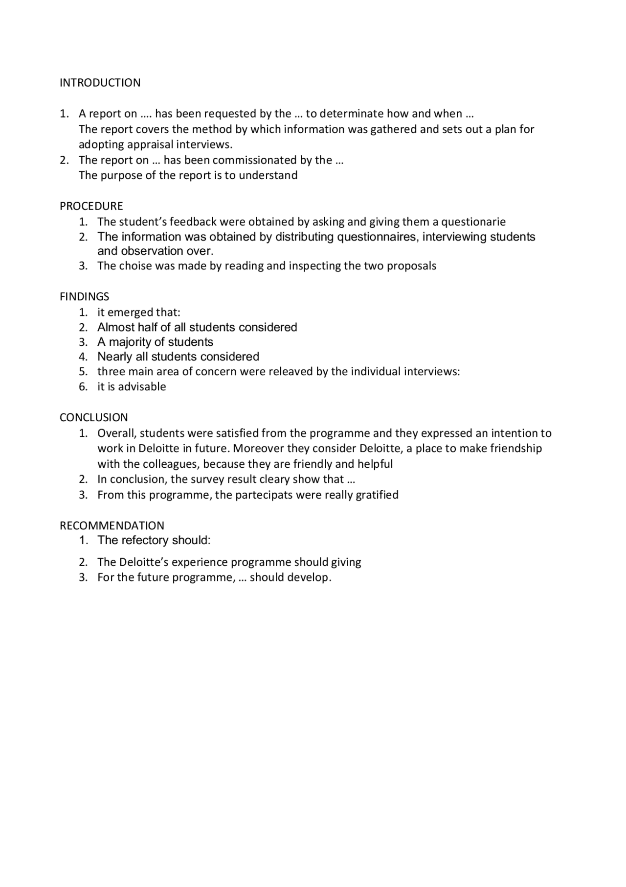 File riassuntivo tipi di frasi per report - Docsity