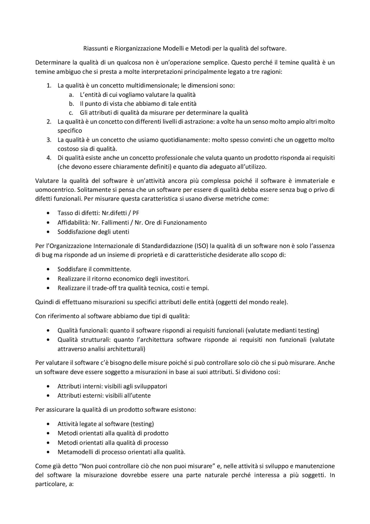 Riassunto Modelli E Metodi Docsity