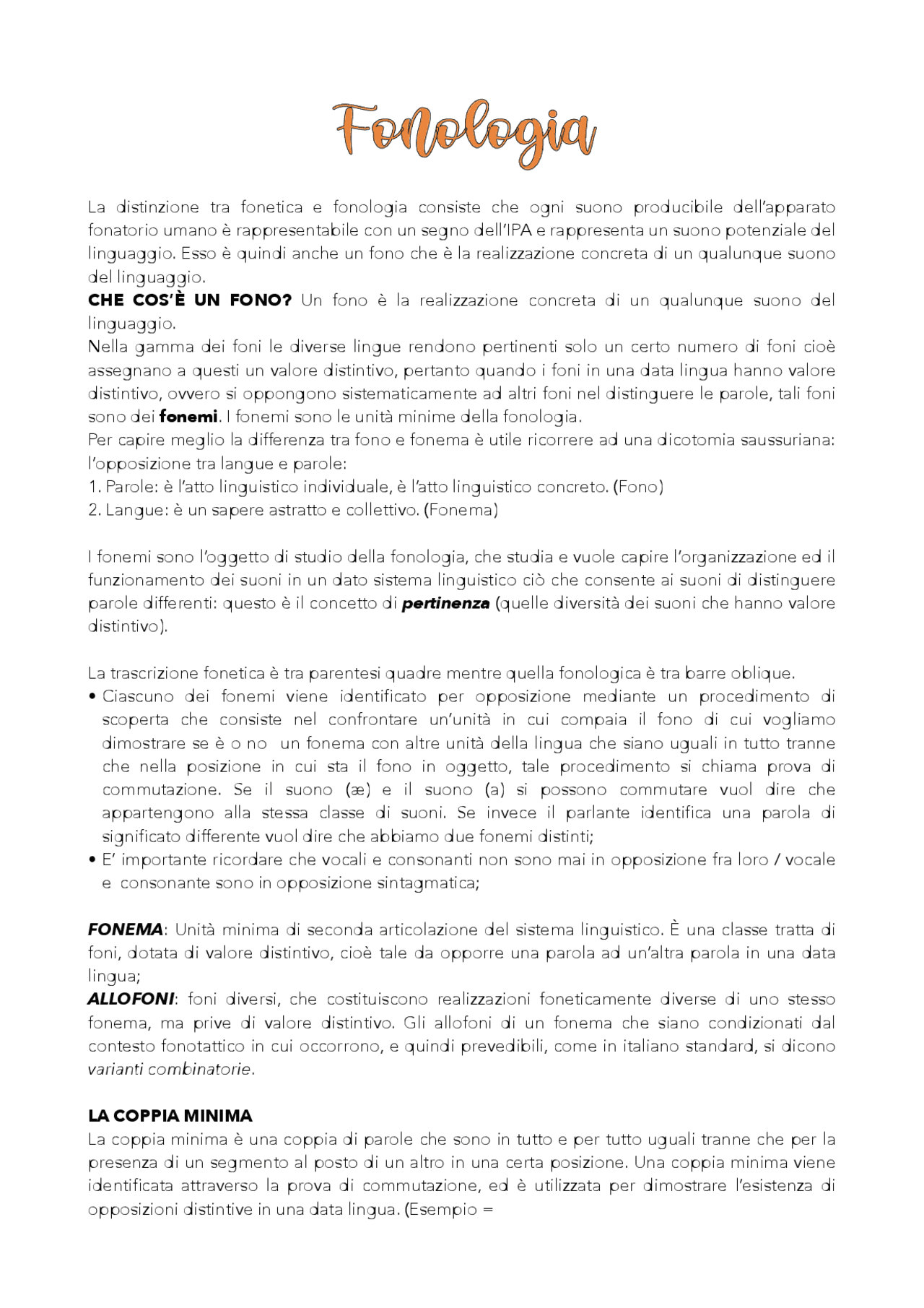 Riassunto Del Libro Fonologia Docsity