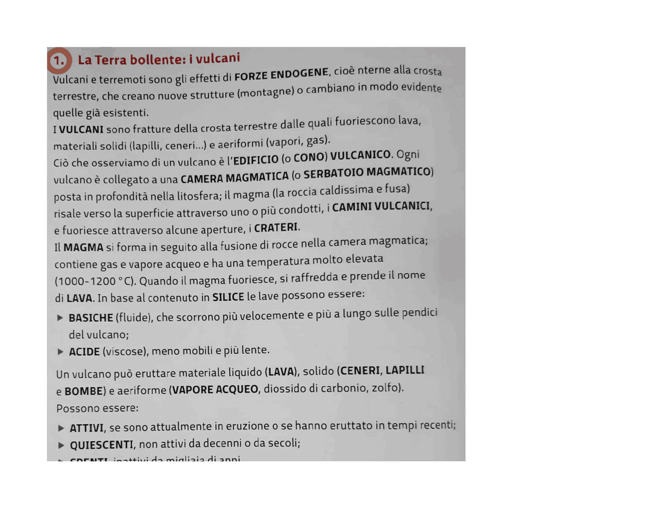 Vulcani Una Breve Riassunto Con Appunti Docsity