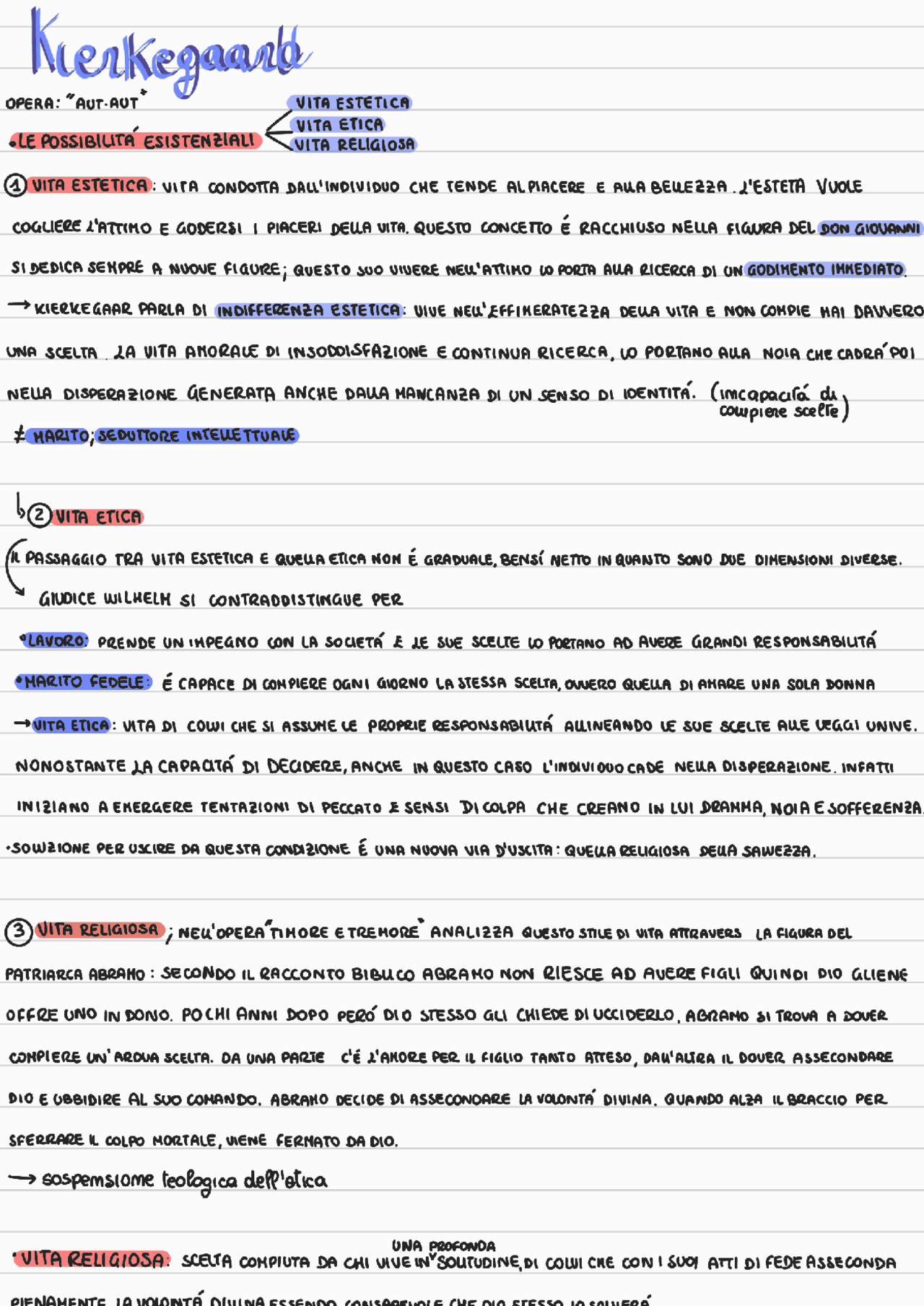 Filosofia Kierkegaard Schemi Docsity