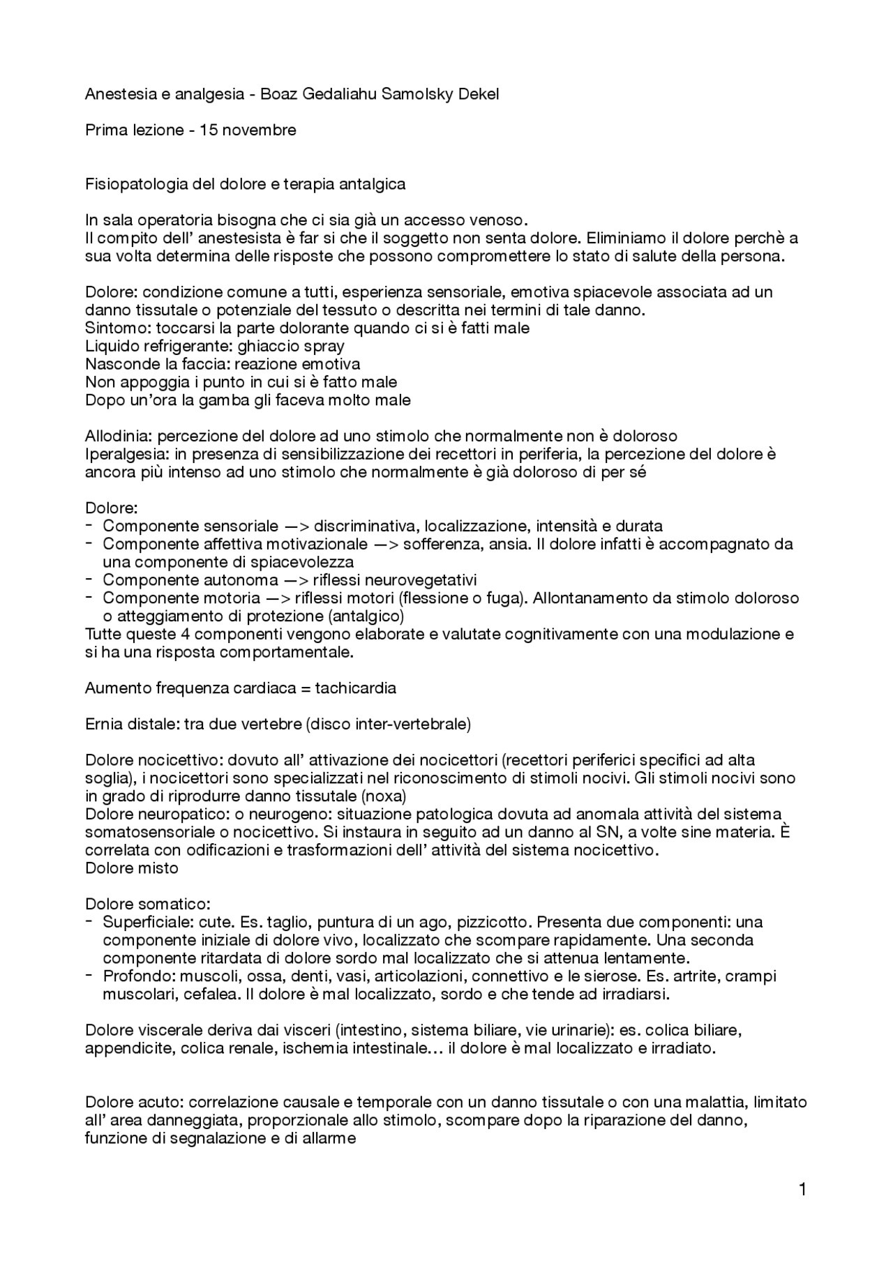 Anestesia E Analgesia Infermieristica Docsity