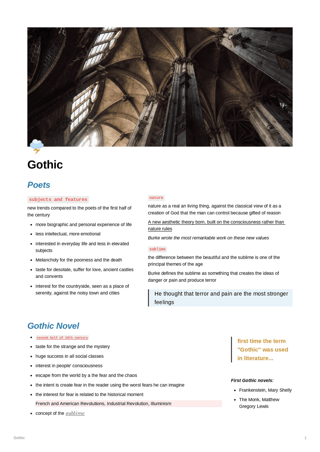 Gothic Poets And Gothic Novel Docsity