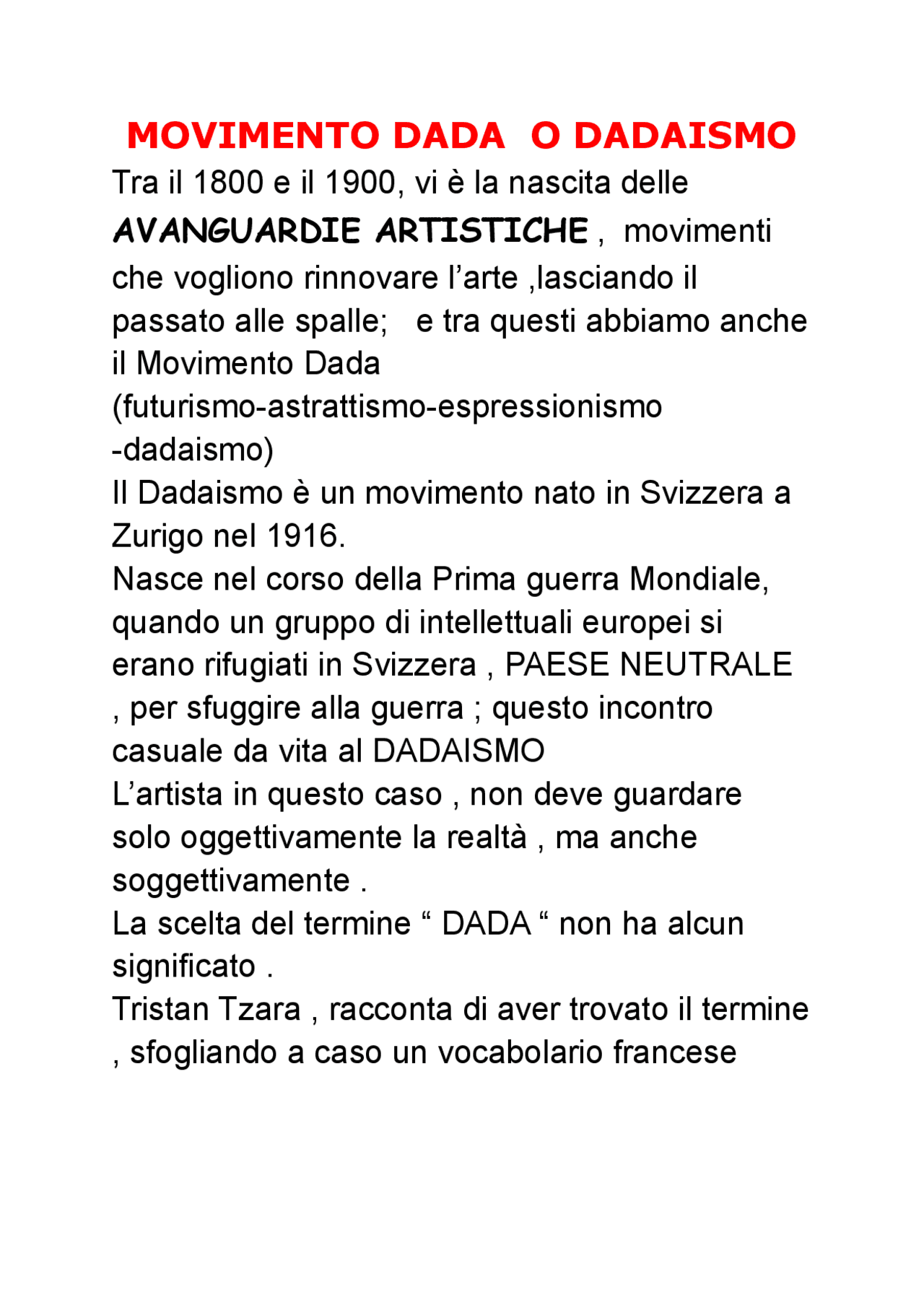 Appunti Dettagliati Sul Movimento Dada O Dadaismo Docsity