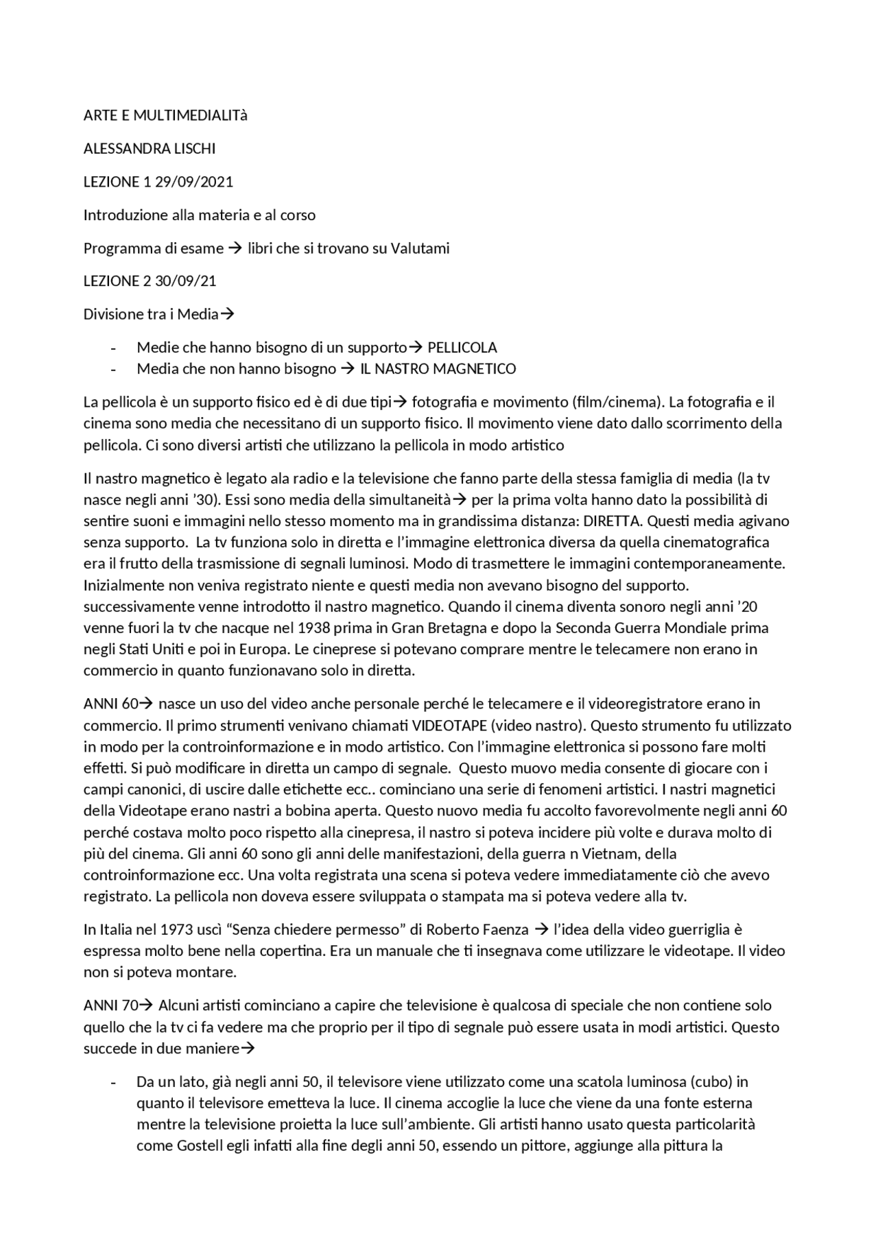 Appunti Arte E Multimedialità Docsity