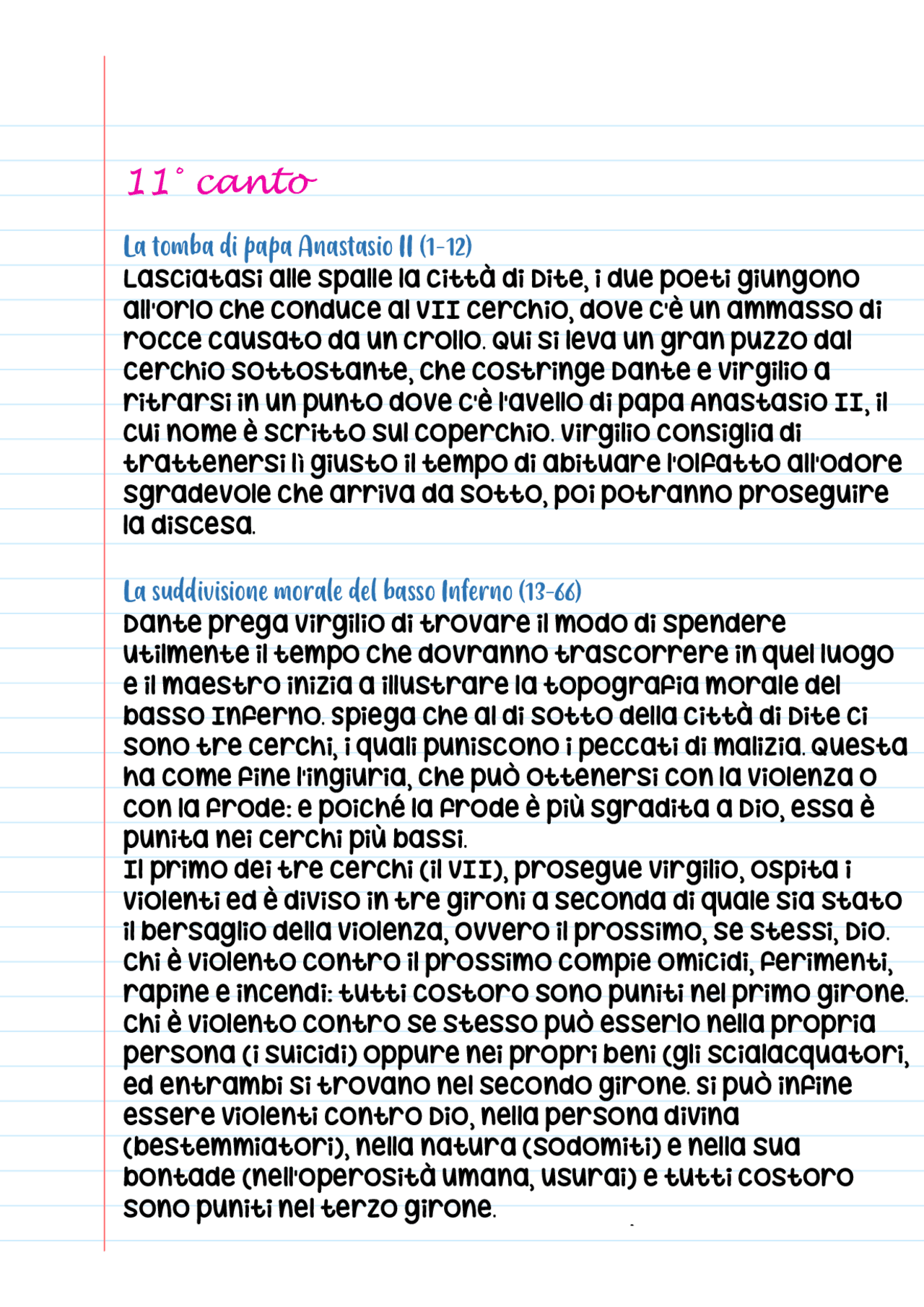 11 canto inferno - divina commedia - Docsity